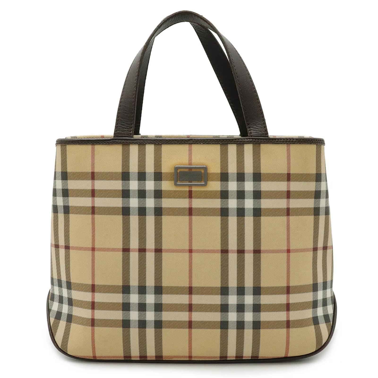 Burberry Nova Check Pattern Tote Bag Black Beige Dark red Dark brown ...