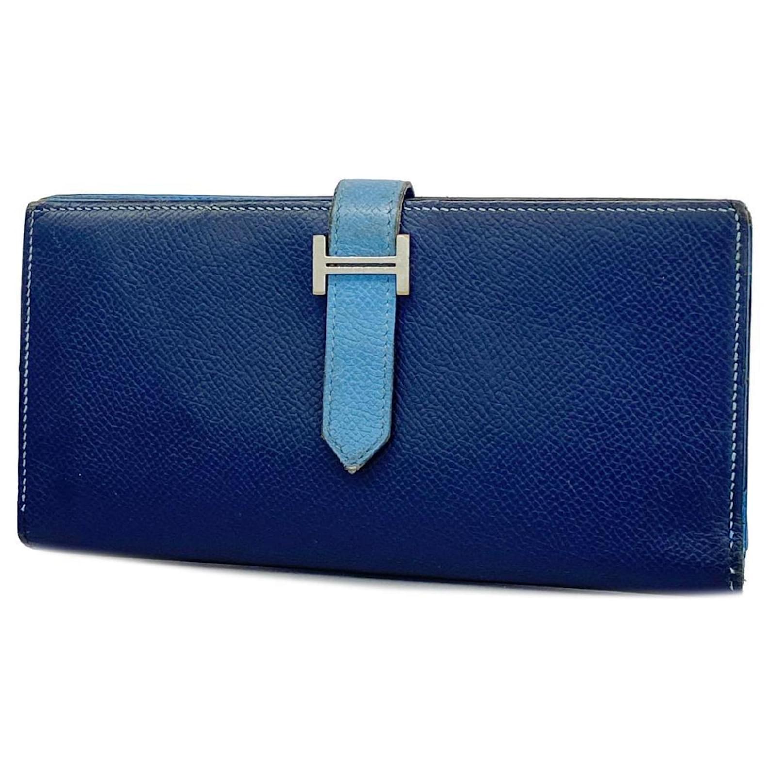 Hermès Hermes Long Wallet Bearn Soufflet Blue Leather ref.1522259 ...