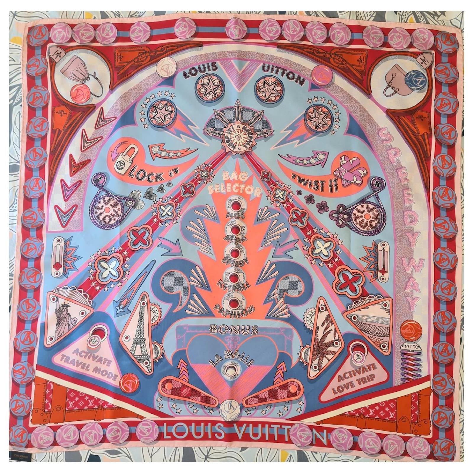 Louis Vuitton Pinball Flamingo M70786 Rosa Roja Azul Seda ref.1522278 ...
