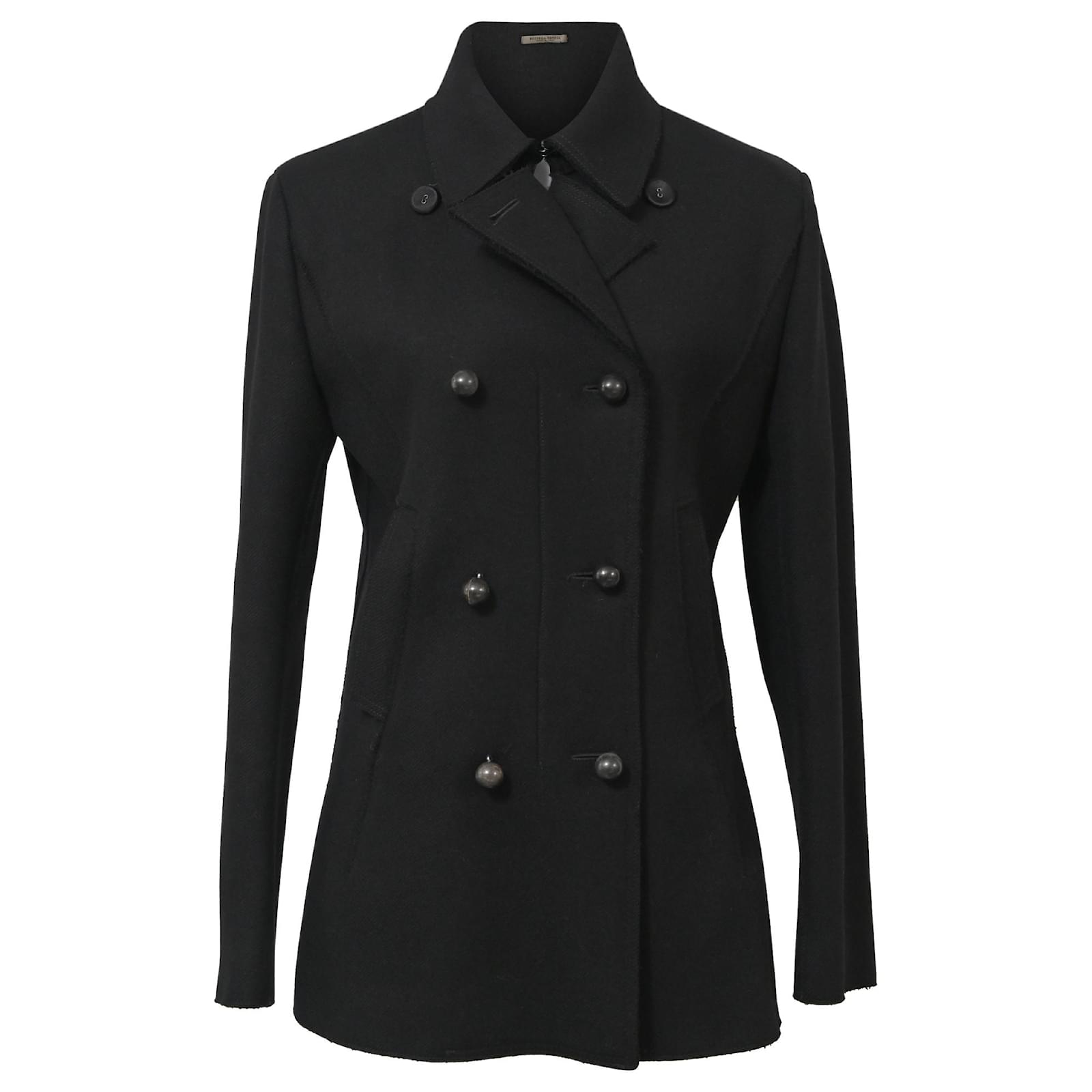 Bottega Veneta Double Breasted Peacoat in Black Wool ref.1523187 - Joli ...