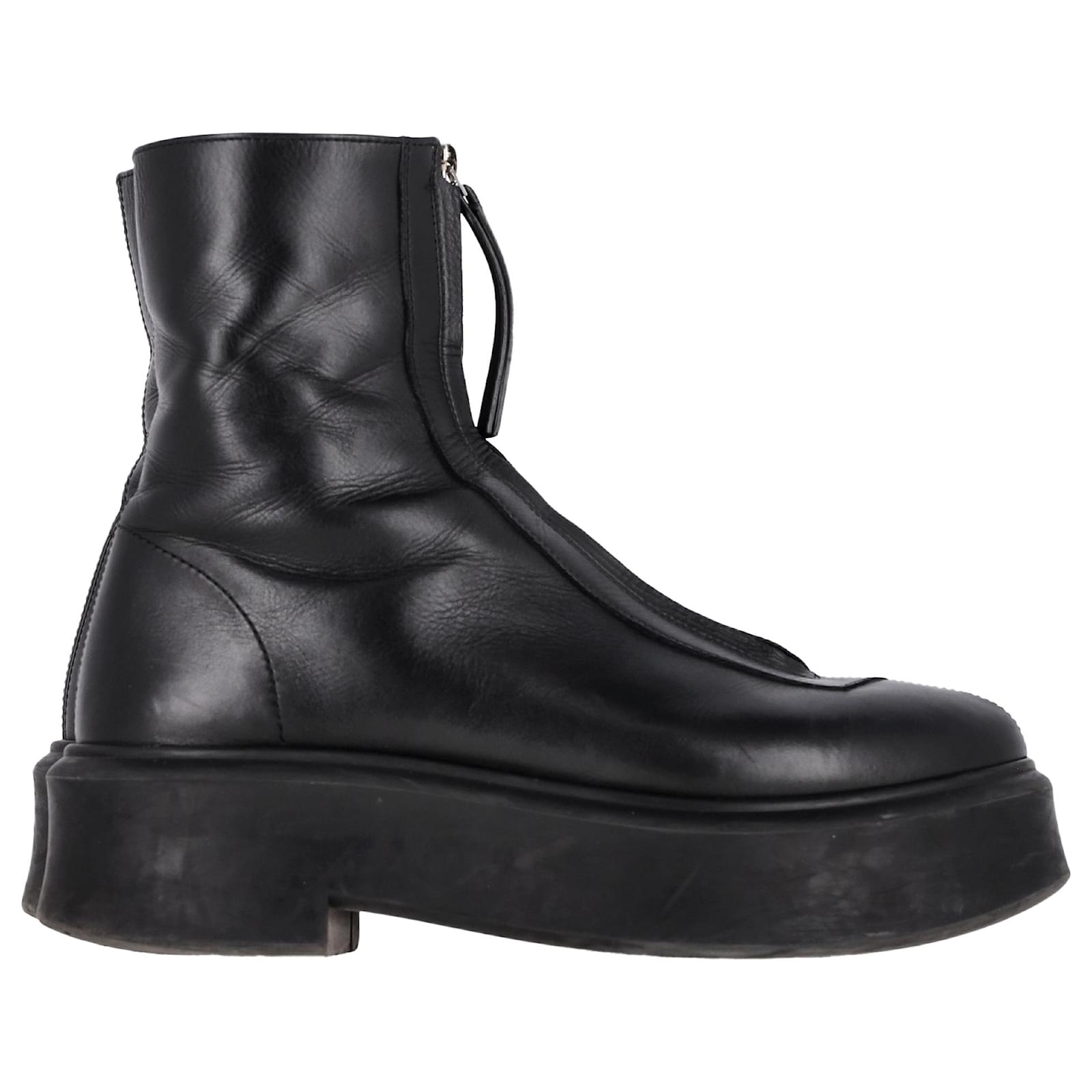 The Row Zip Front Ankle Boots in Black Leather ref.1523200 - Joli Closet
