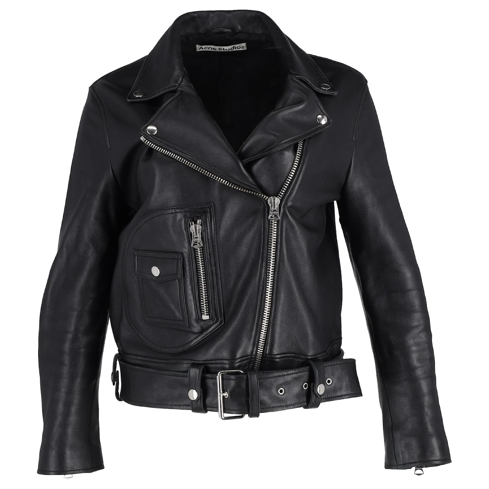 Acne Studios Zip Up Biker Jacket in Black Leather ref.1523218 - Joli Closet
