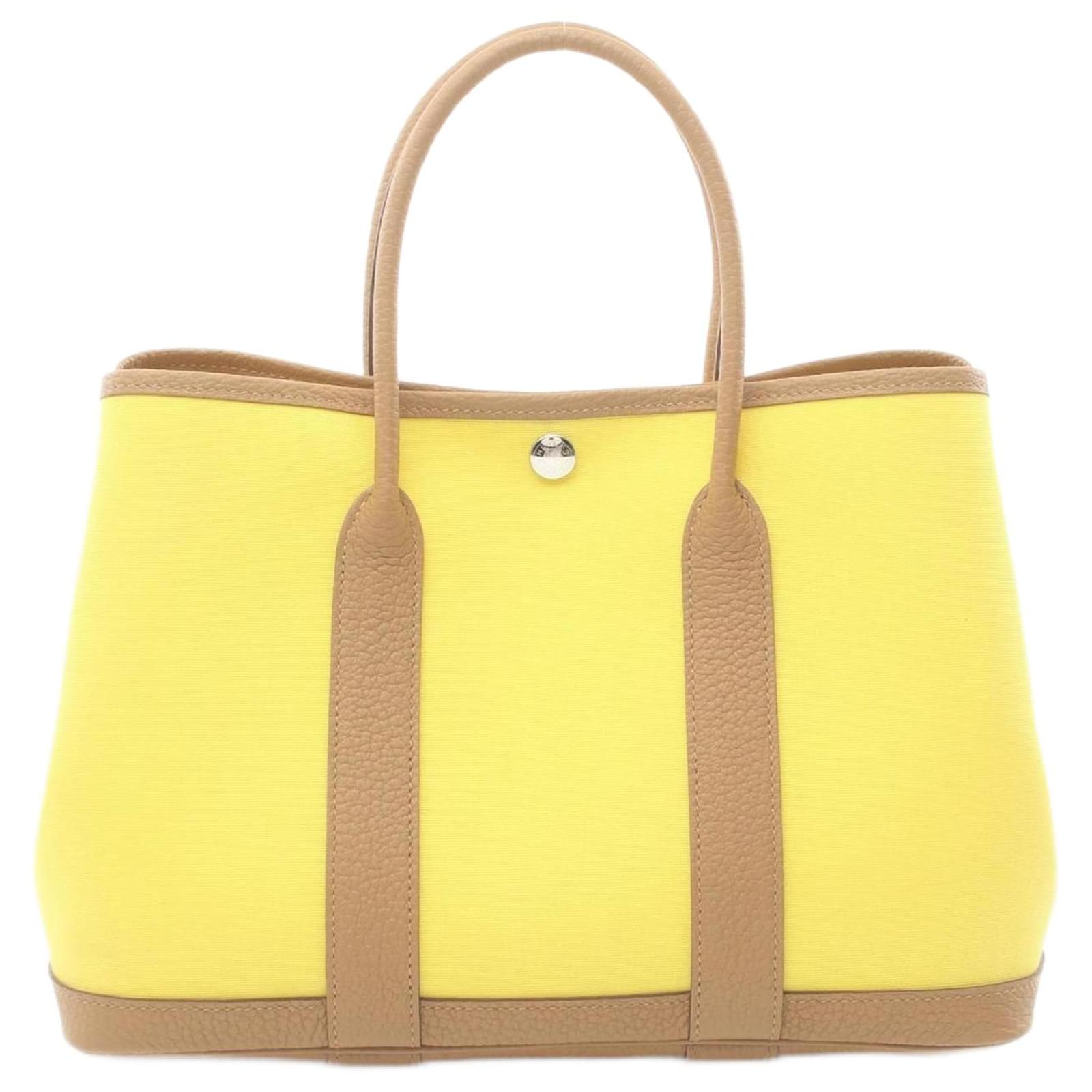 Hermès Hermes Garden TPM Lime Chai Tote Bag Brown Yellow Cloth ref ...
