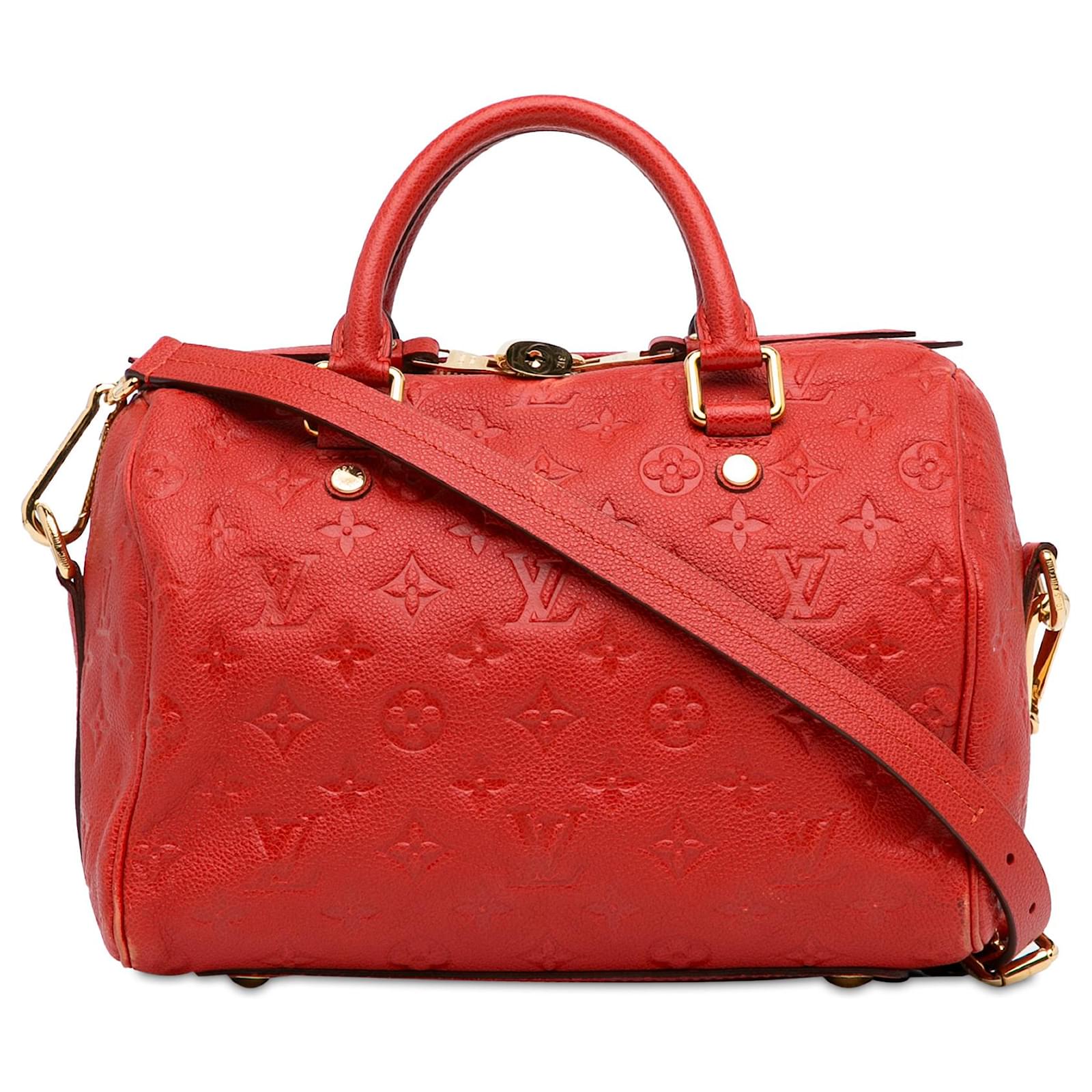 Louis Vuitton Red Monogram Empreinte Speedy Bandouliere 25 Leather ...