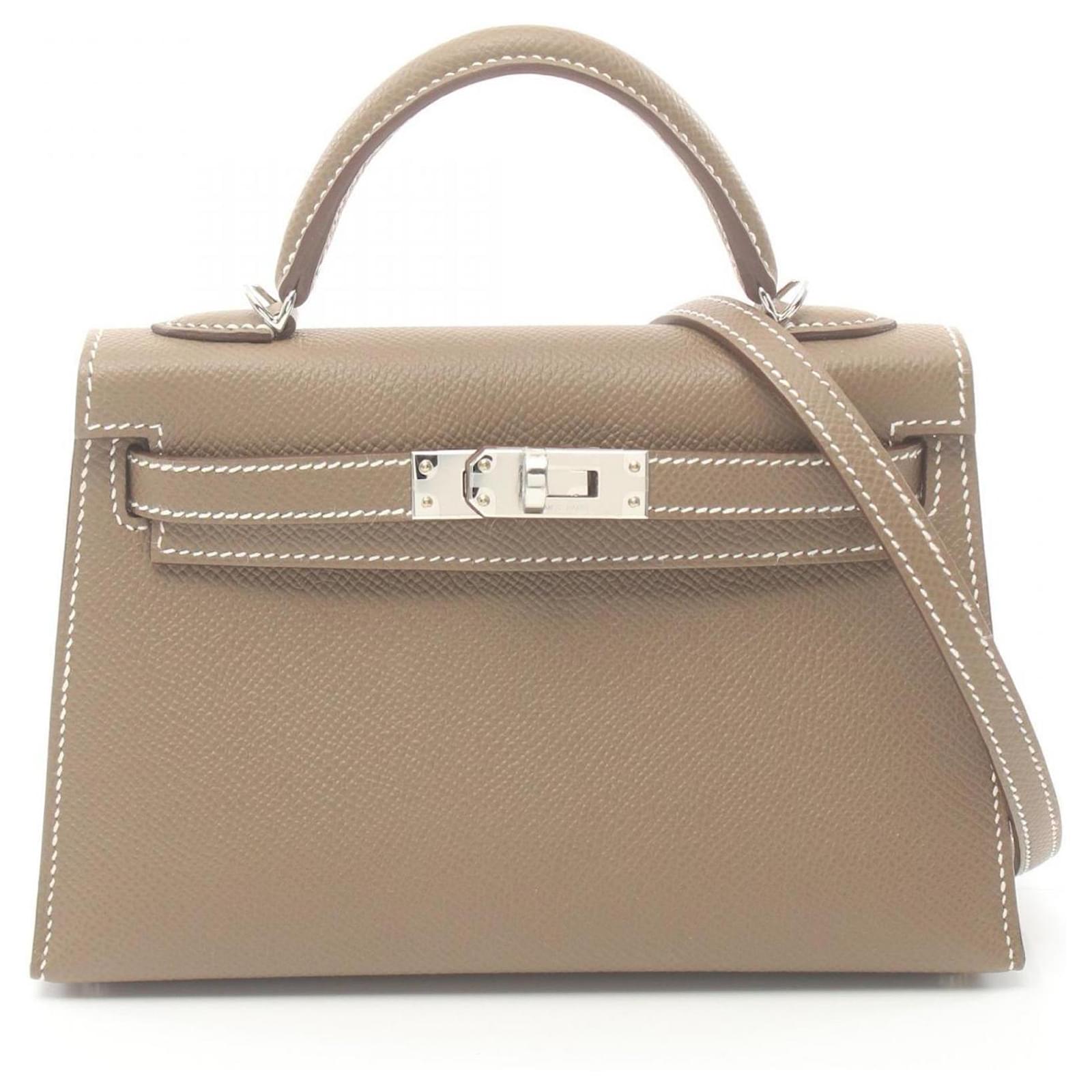 Hermès Bolso Hermes Kelly Mini 2 Beige Cuero ref.1524072 - Joli Closet