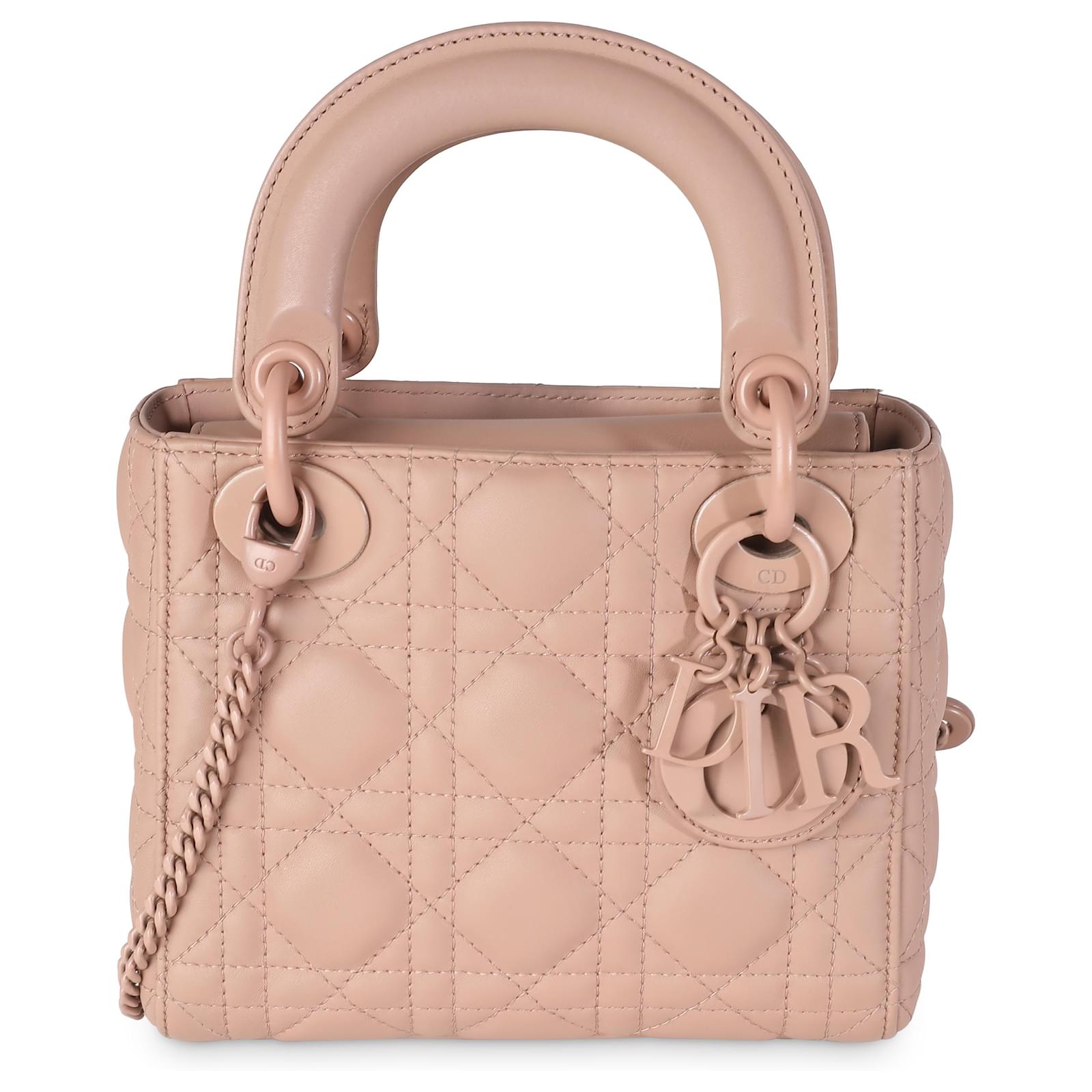 Christian Dior Beige Ultramatte Calfskin Cannage Mini Lady Dior Leather ...