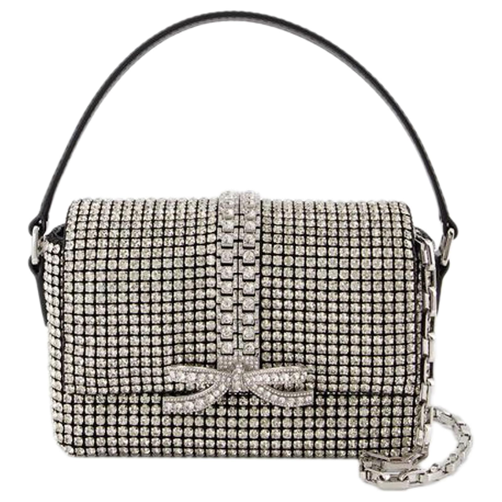 Rhinestone Micro Bag - SELF PORTRAIT - Synthetic - Silver Silvery ...