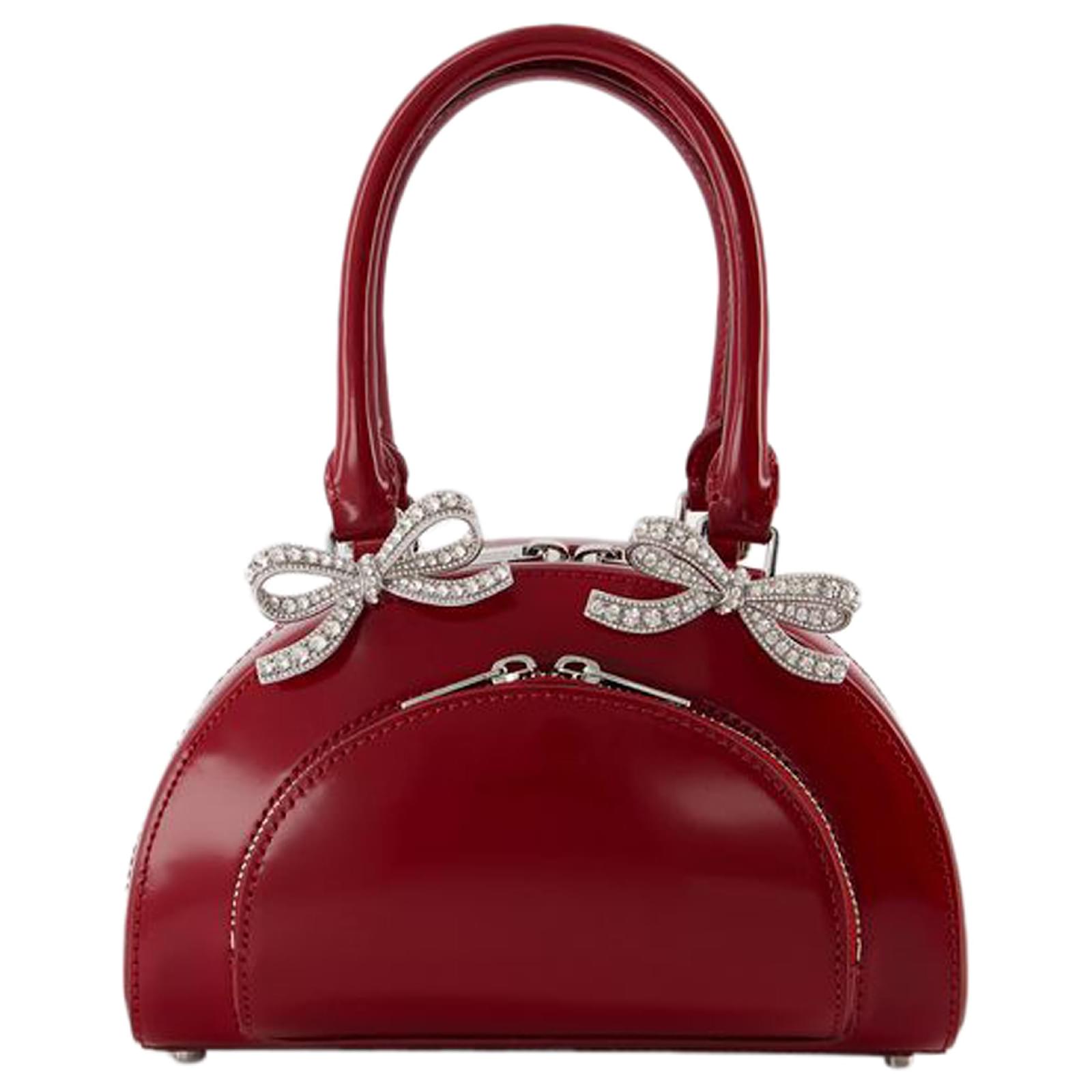 Curved Mini Handbag - SELF PORTRAIT - Leather - Burgundy Red Dark red ...