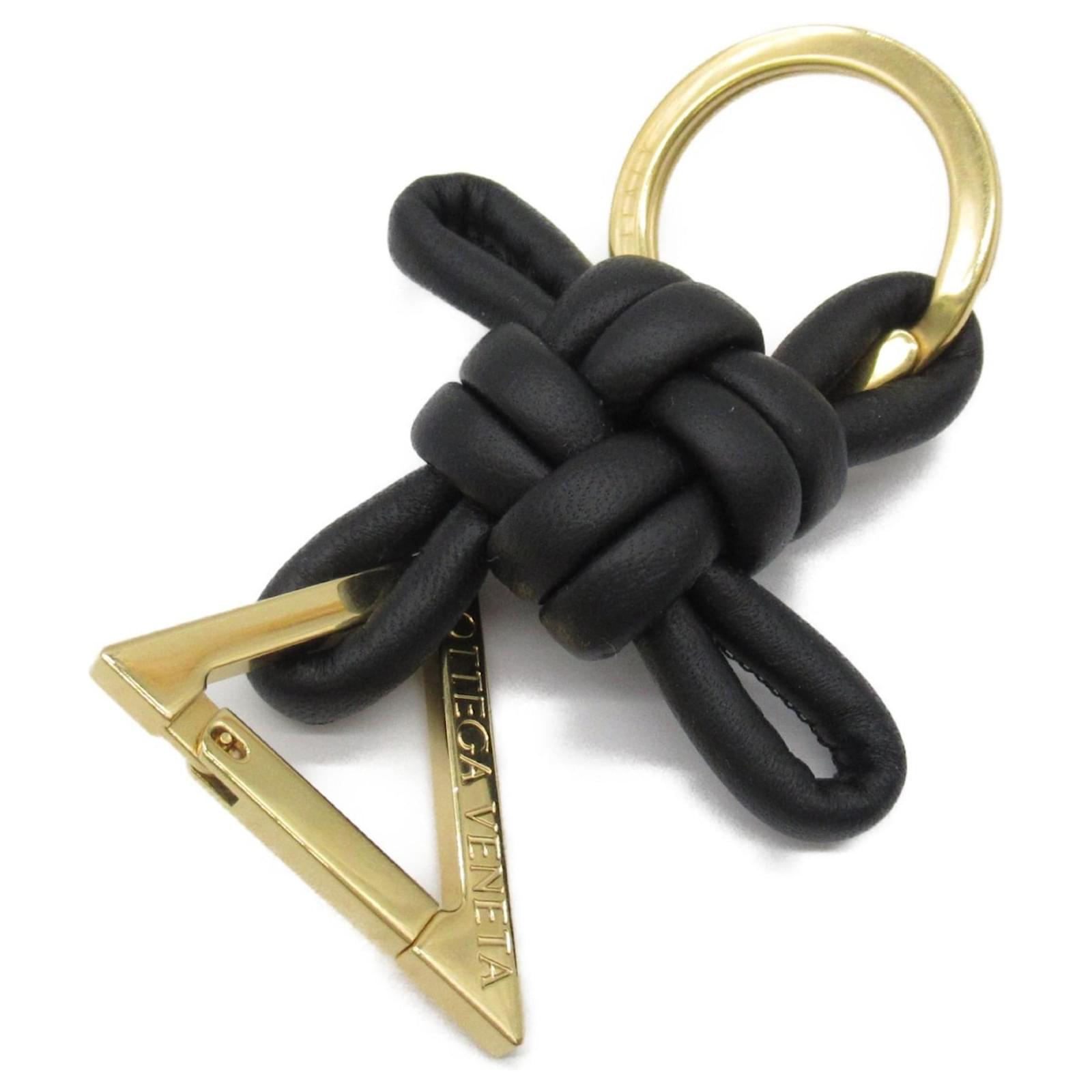 Bottega Veneta Triangle Key Ring Black Leather ref.1532898 - Joli Closet