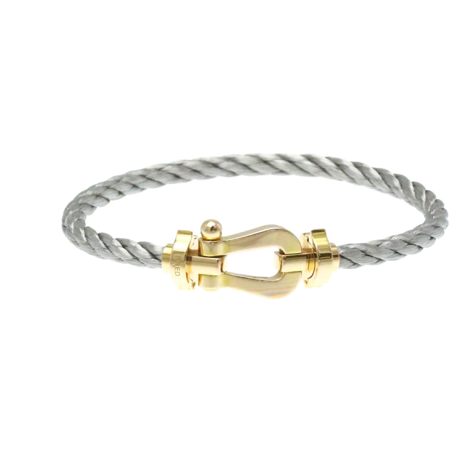 Fred Force 10 Large Model Charm Bracelet Golden Steel Pink gold ref ...