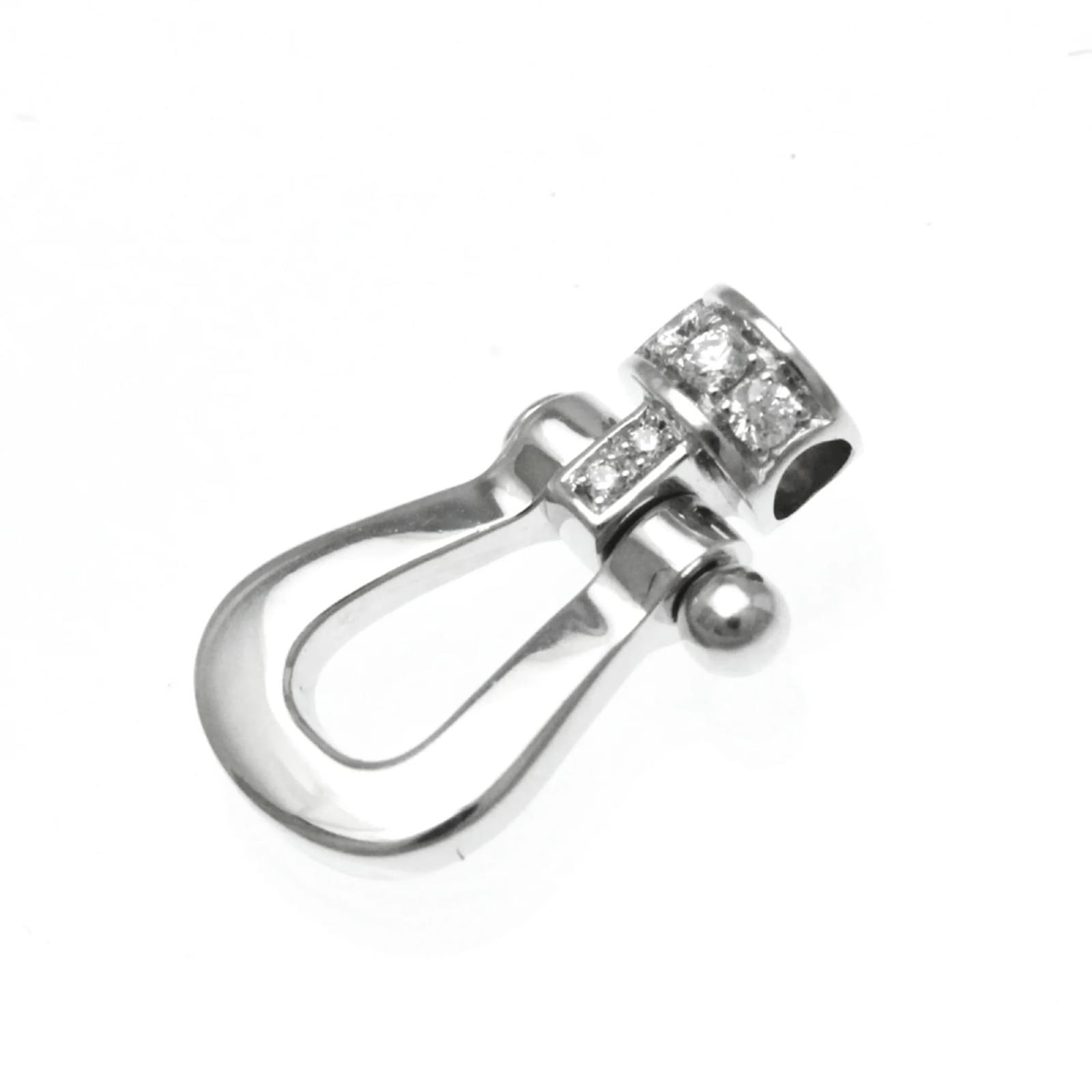 Fred Force 10 Medium Size White Gold Diamond Pendant Necklace Silvery ...