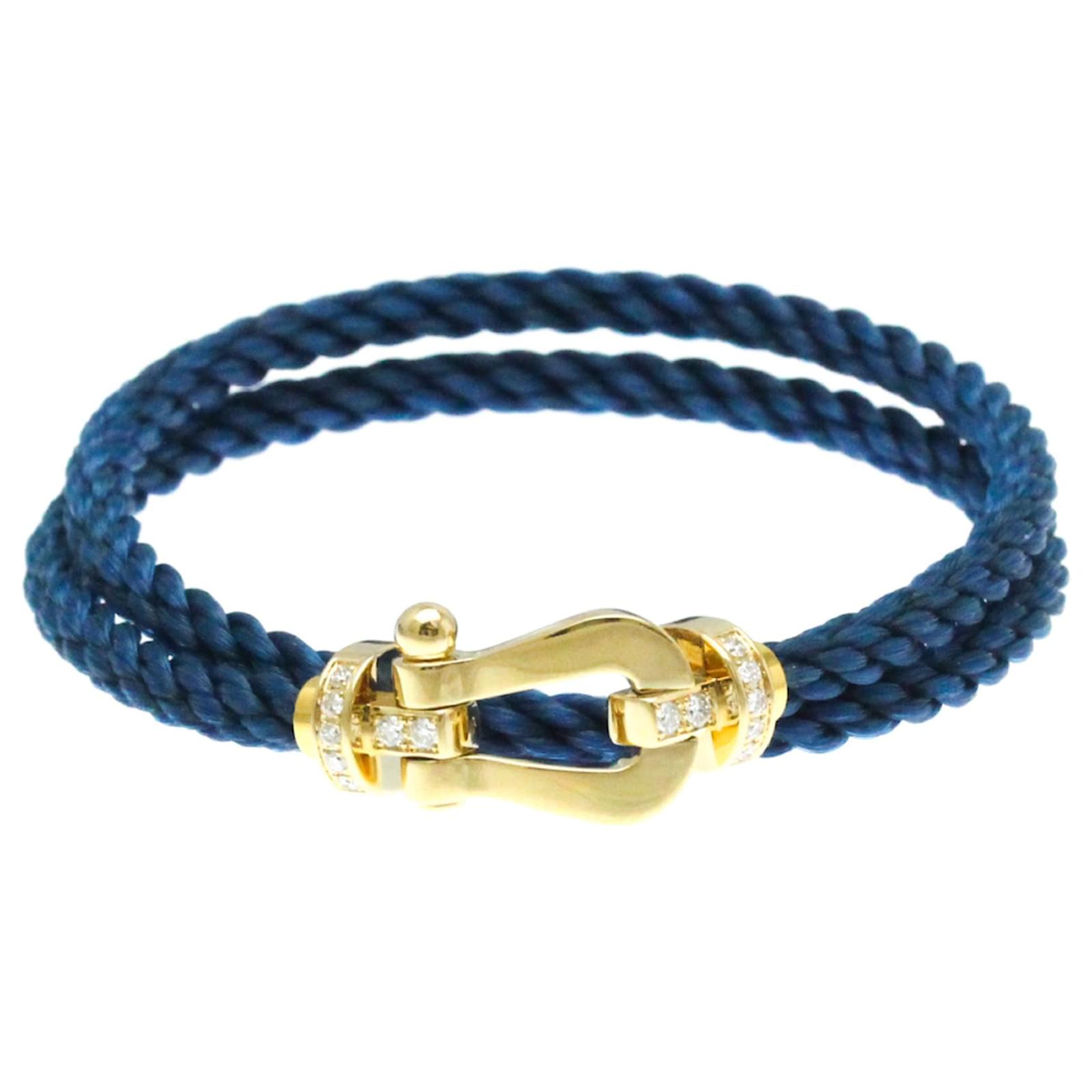 Fred Force 10 Large Model Half Diamond Bracelet Golden Steel Yellow ...