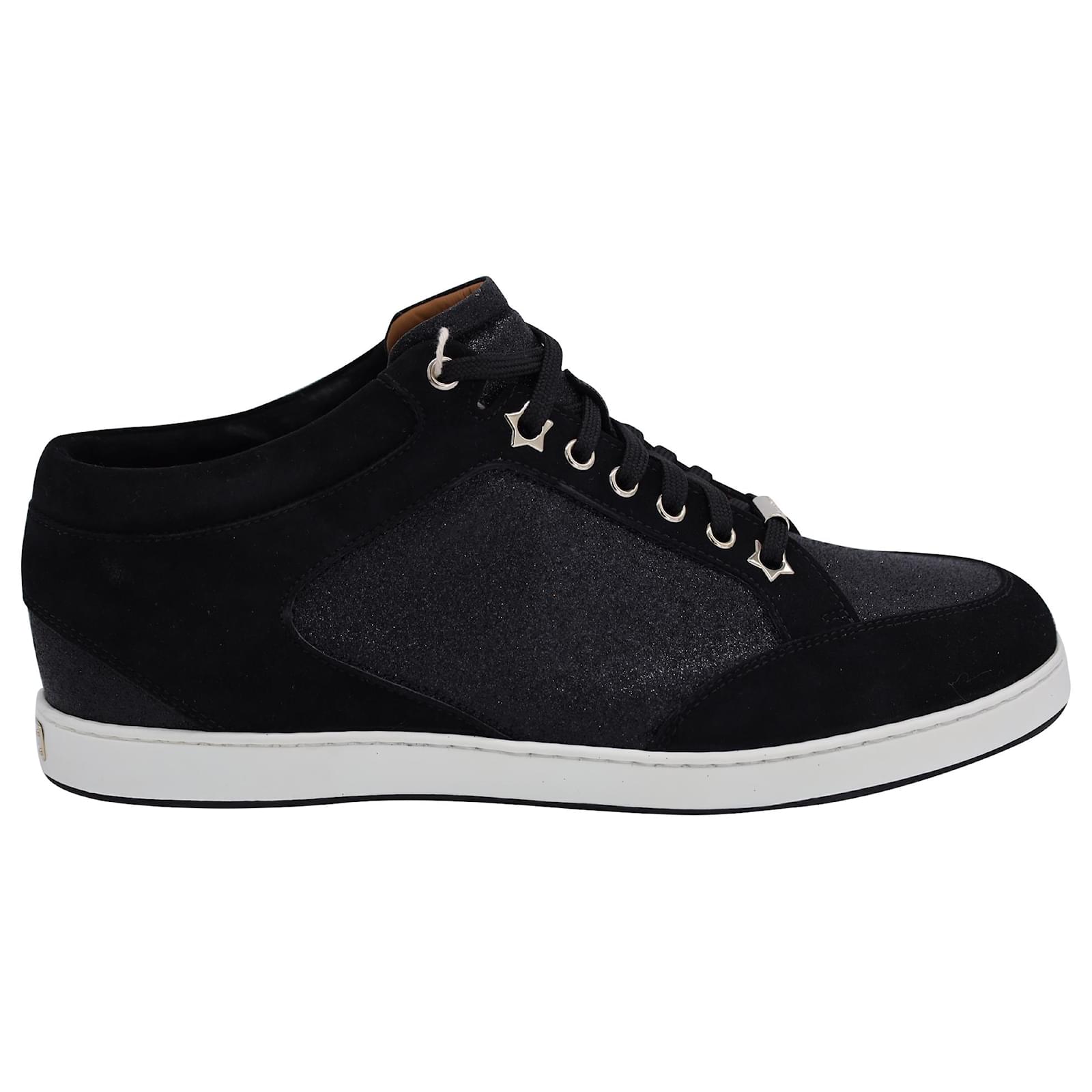 Jimmy Choo Miami Glitter-Paneled Sneakers in Black Suede ref.1534011 ...
