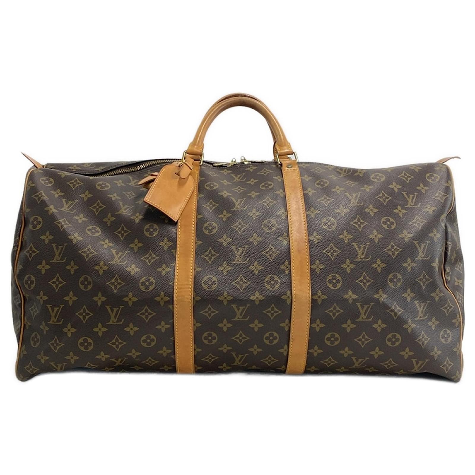 Louis Vuitton Brown Monogram Keepall 60 Leather Cloth ref.1534162 - Joli Closet