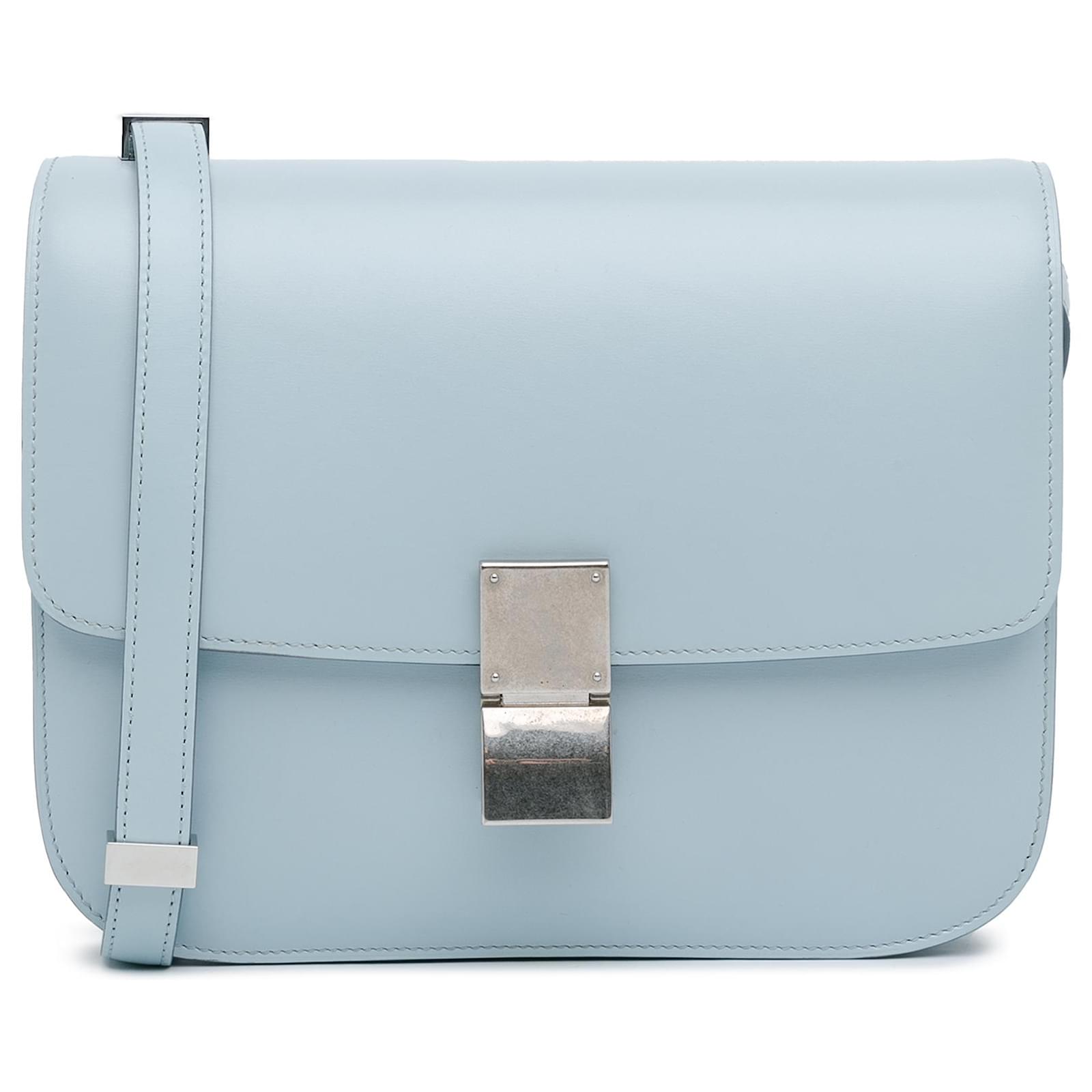 Celine Celine Blue Medium Classic Box Light blue Leather Pony style calfskin ref.1534188 Joli Closet