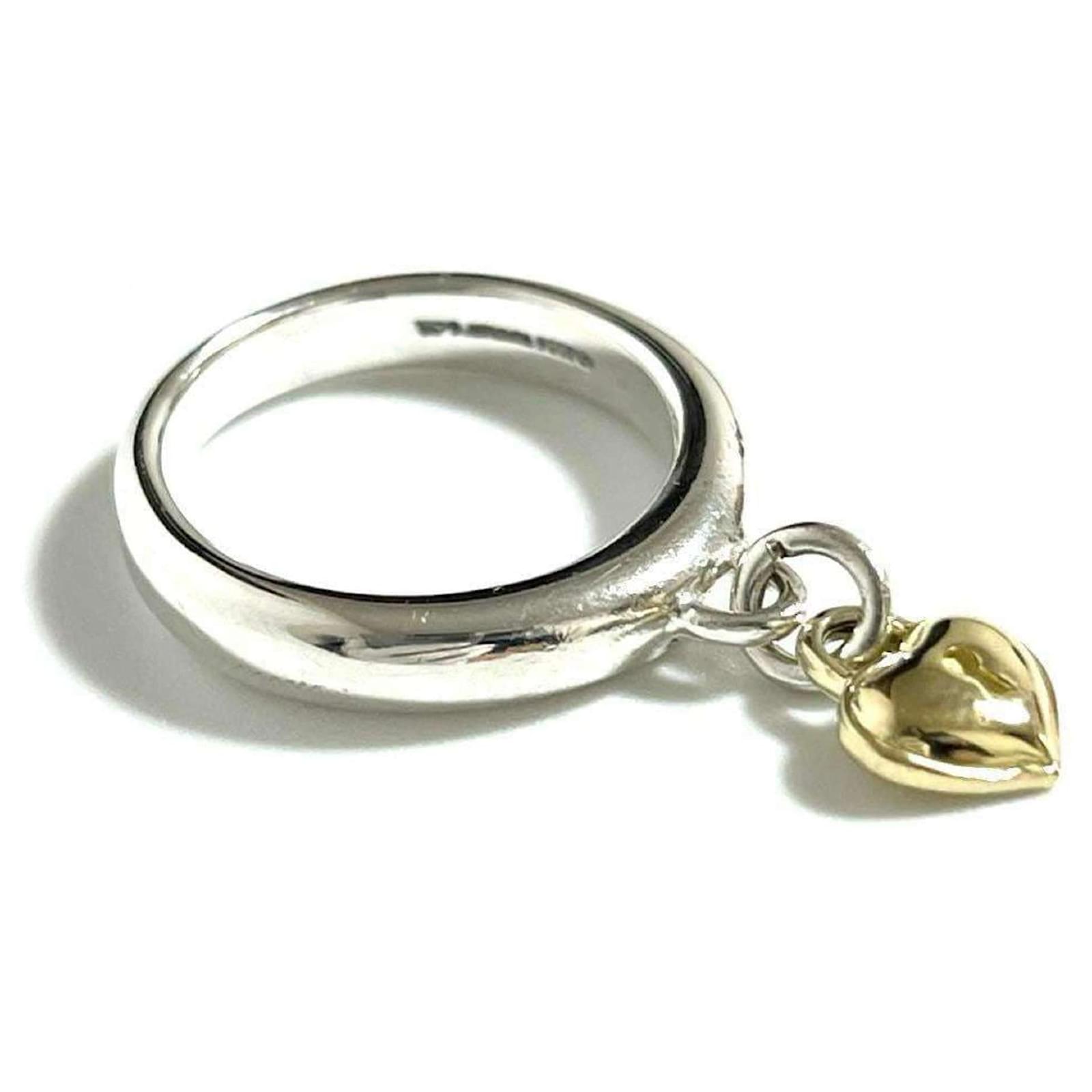 Tiffany & Co Tiffany Women's Heart Lock Band Ring Silver Yellow gold ...