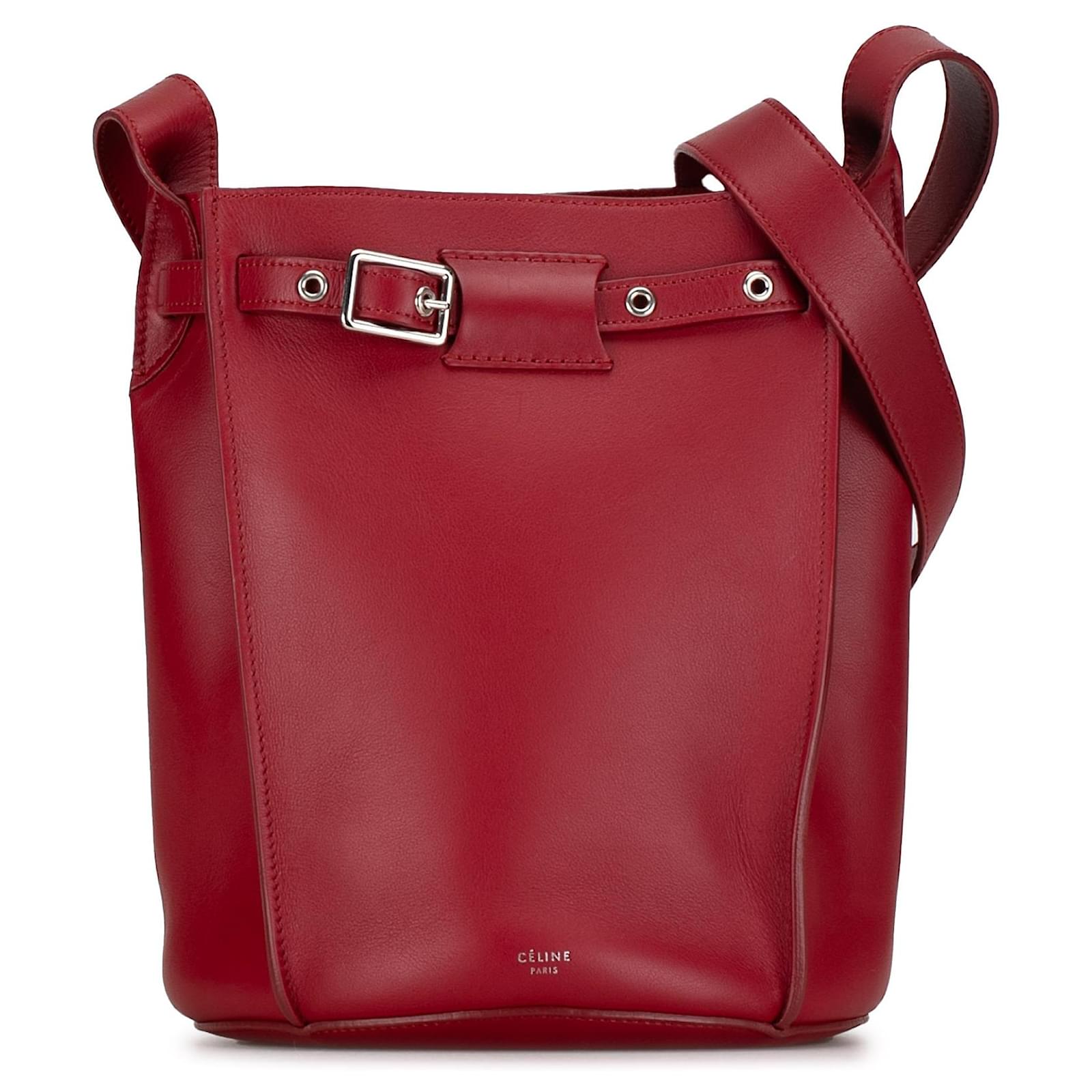 Céline Celine Red Big Bag Bucket Leather Pony-style calfskin ref ...