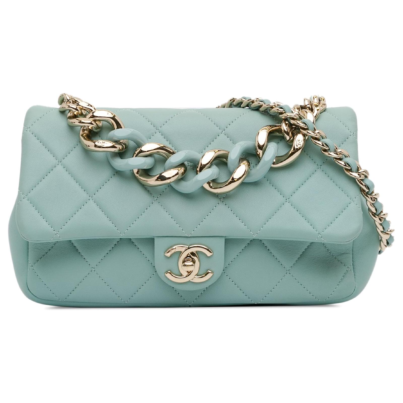 Blue Chanel Small Lambskin Elegant Chain Single Flap Satchel Leather ...