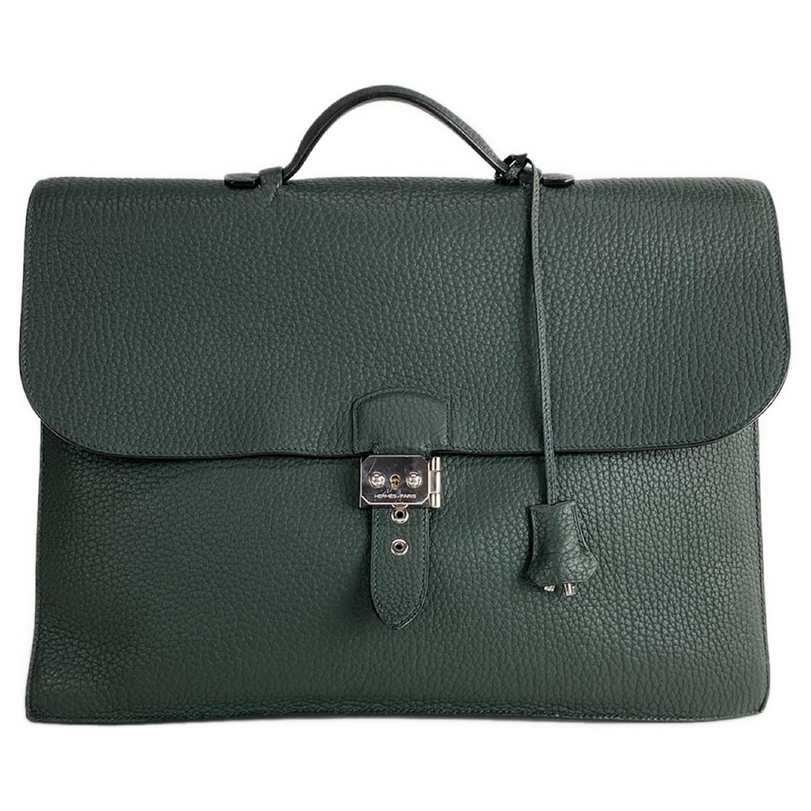 Hermès Green Togo Sac a Depeches 41 Dark green Leather Pony-style ...
