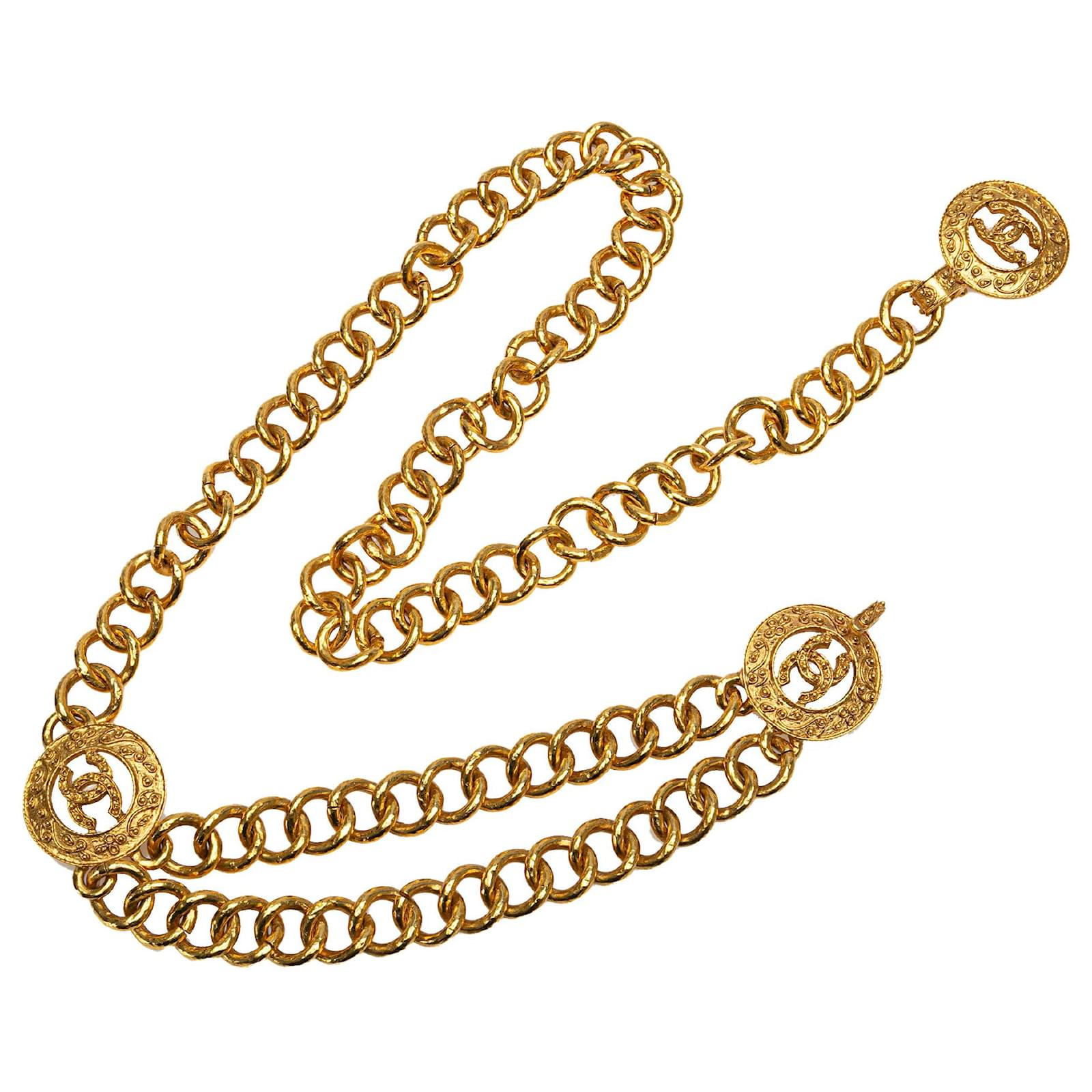 Chanel Gold Gold Plated CC Chain-Link Belt Golden Metal Gold-plated ref ...