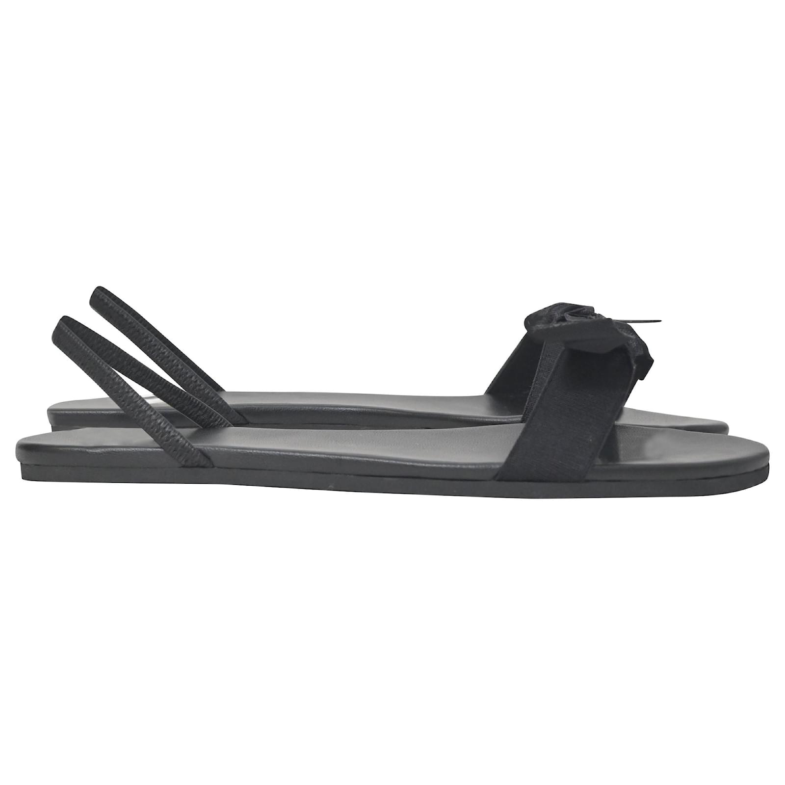 The Row Bow Slingback Sandals in Black Grosgrain and Leather ref ...