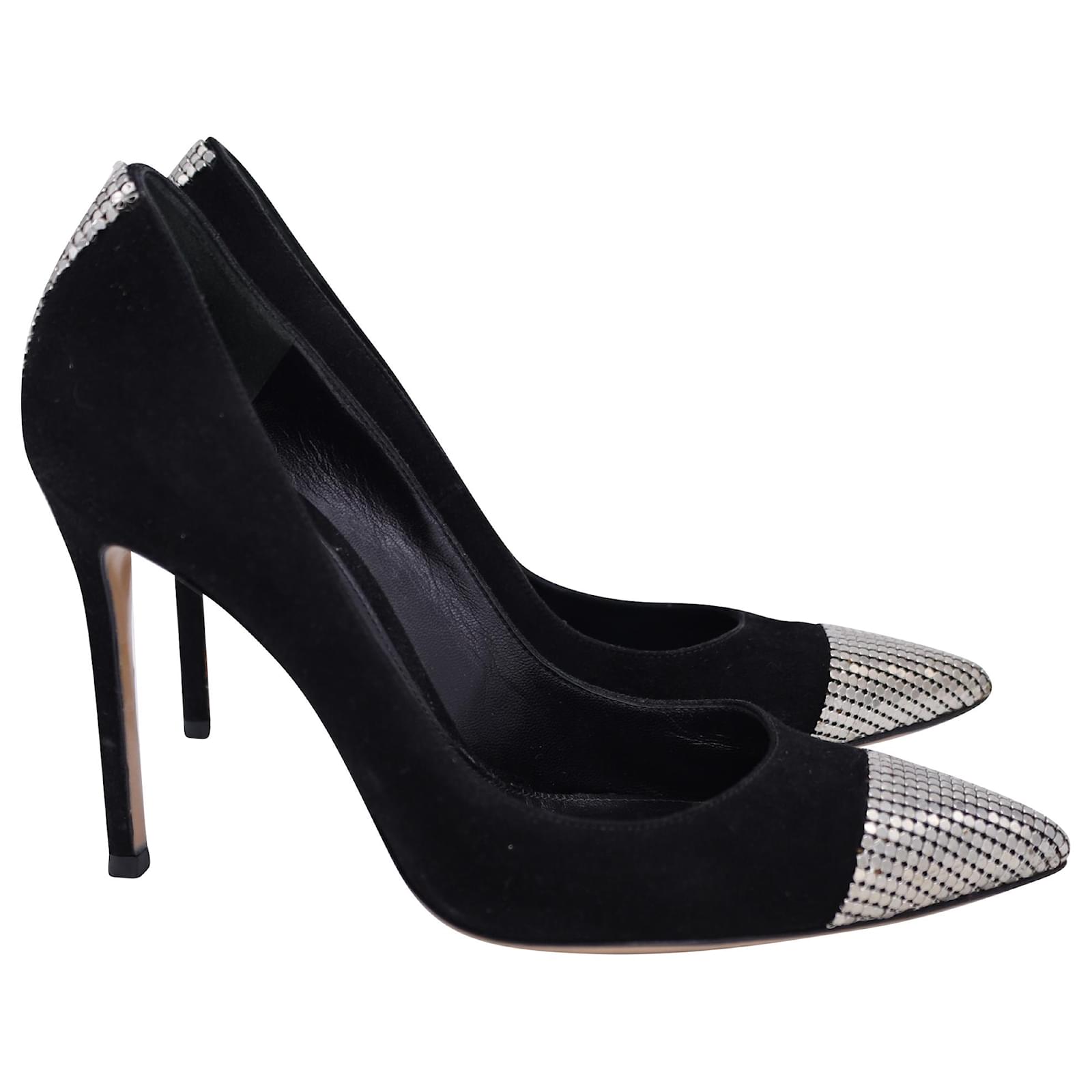 Gianvito Rossi Metal Mesh Cap-Toe Pumps in Black Suede ref.1550227 ...