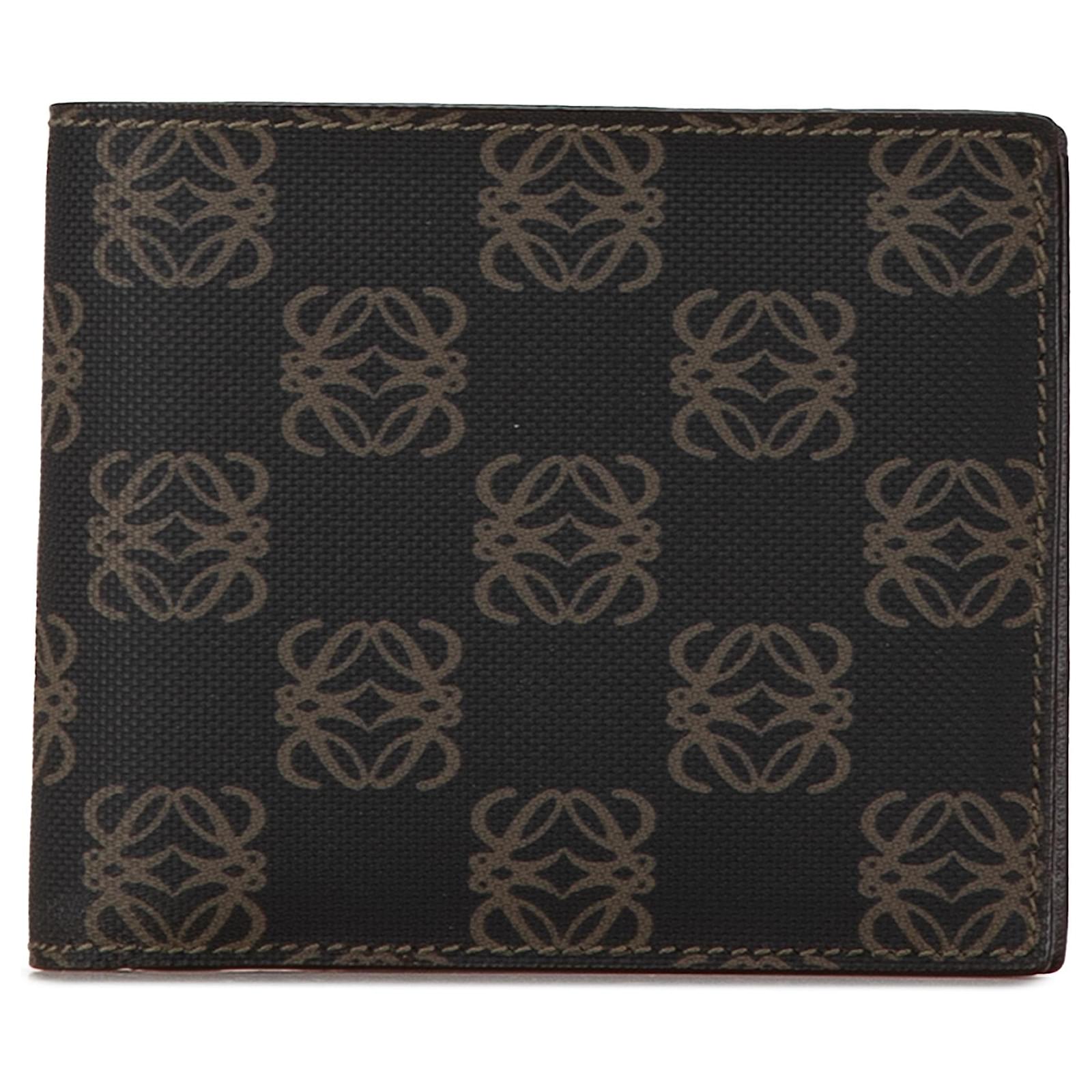 LOEWE Brown Anagram Bifold Wallet Dark brown Cloth Cloth ref.1551695 ...