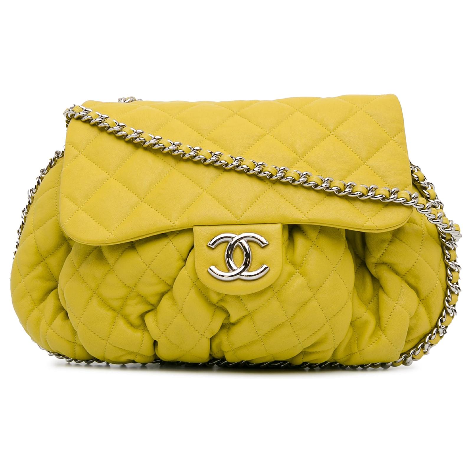 Chanel Yellow Large Lambskin Chain Around Flap Leather ref.1551821 ...