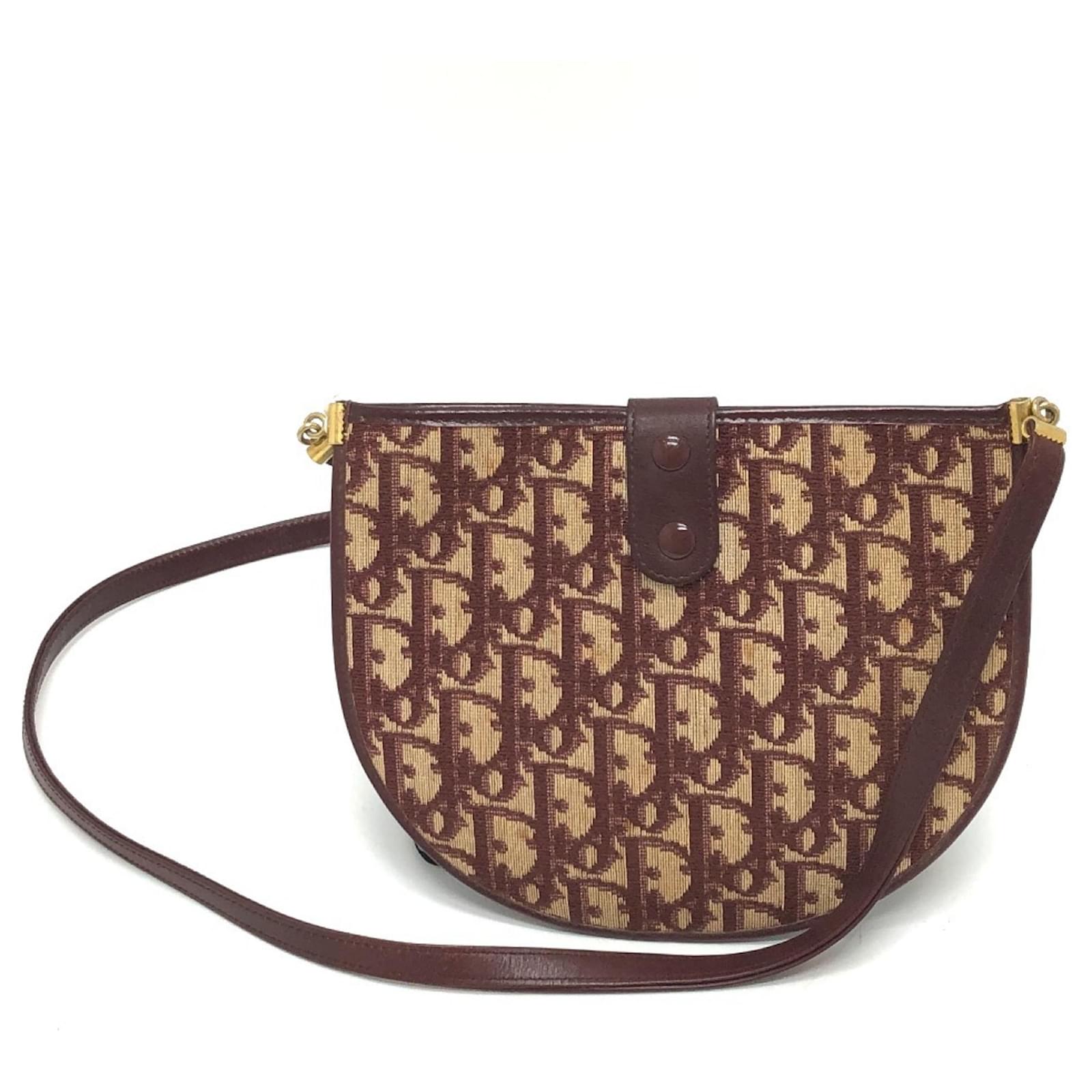 Christian Dior Trotter CD Logo Shoulder Bag Red Leather Cloth ref ...