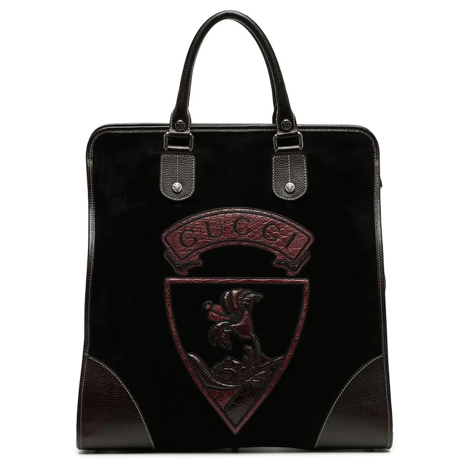 Gucci Runway Suede Logo Tote Bag Black ref.1552422 - Joli Closet