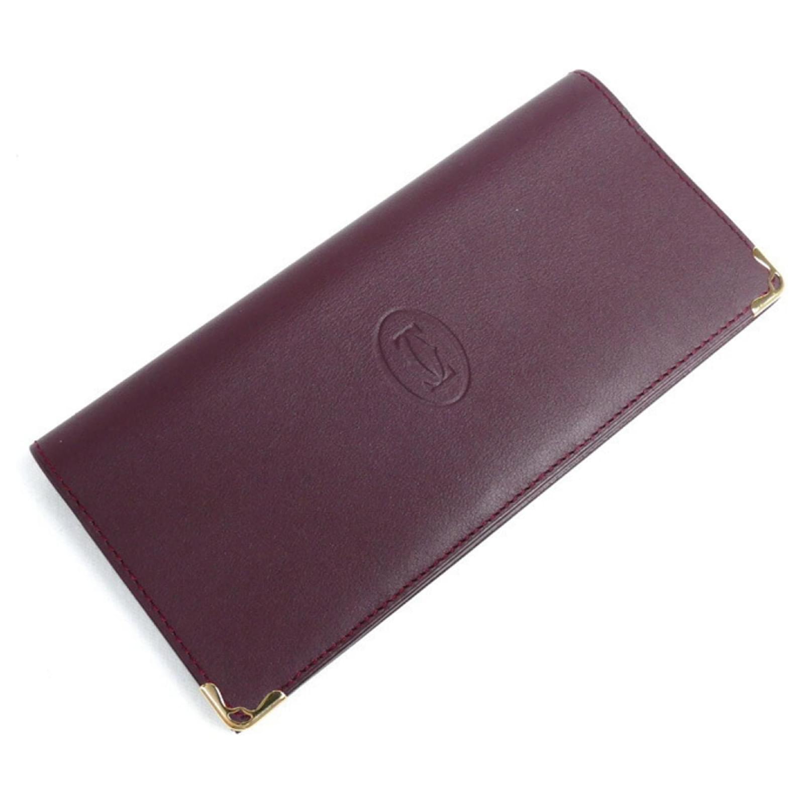 Cartier Must de Cartier Long Wallet in Bordeaux Dark red Leather ref ...
