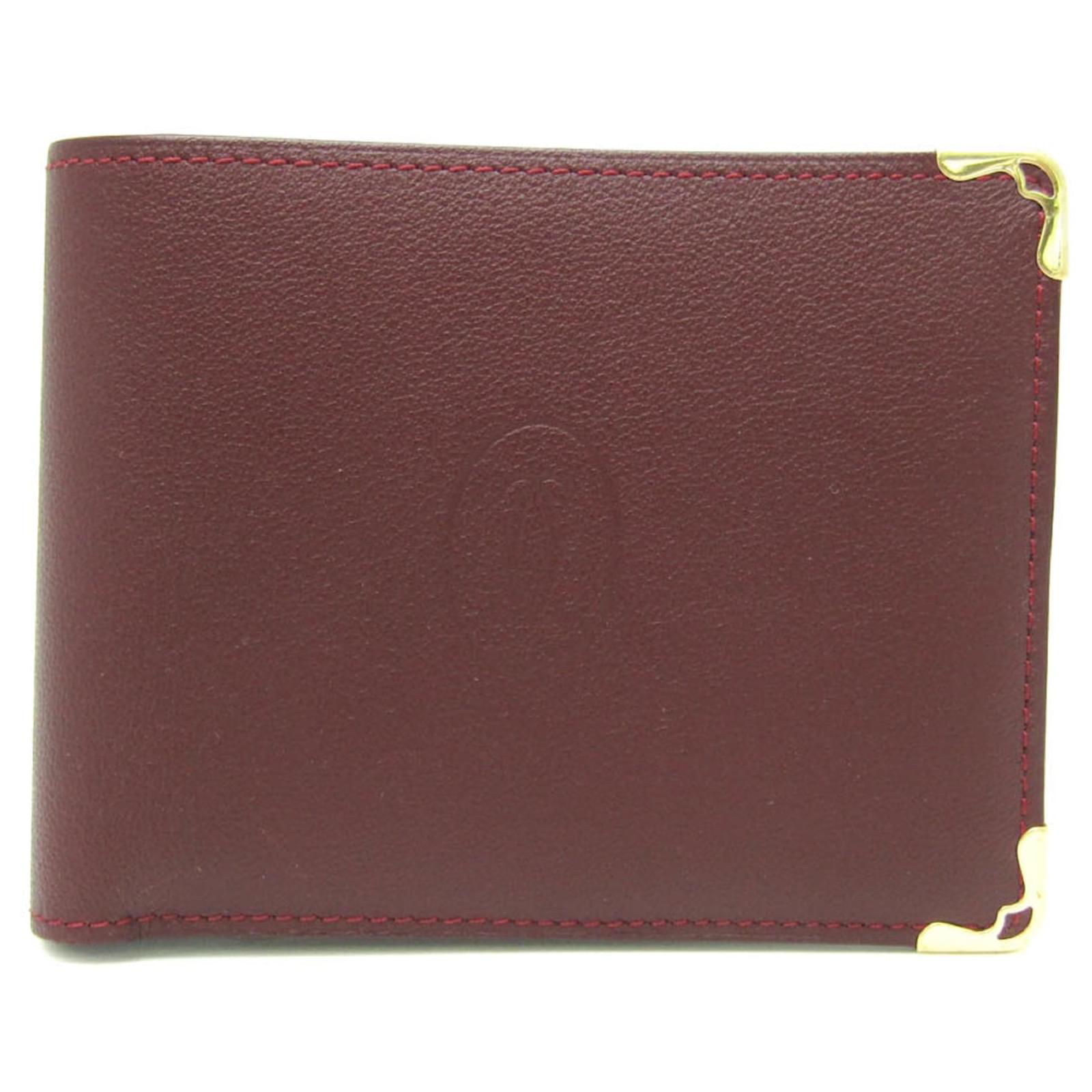 Cartier Must CRL3001368 Men's Calfskin Wallet Dark red Leather ref ...