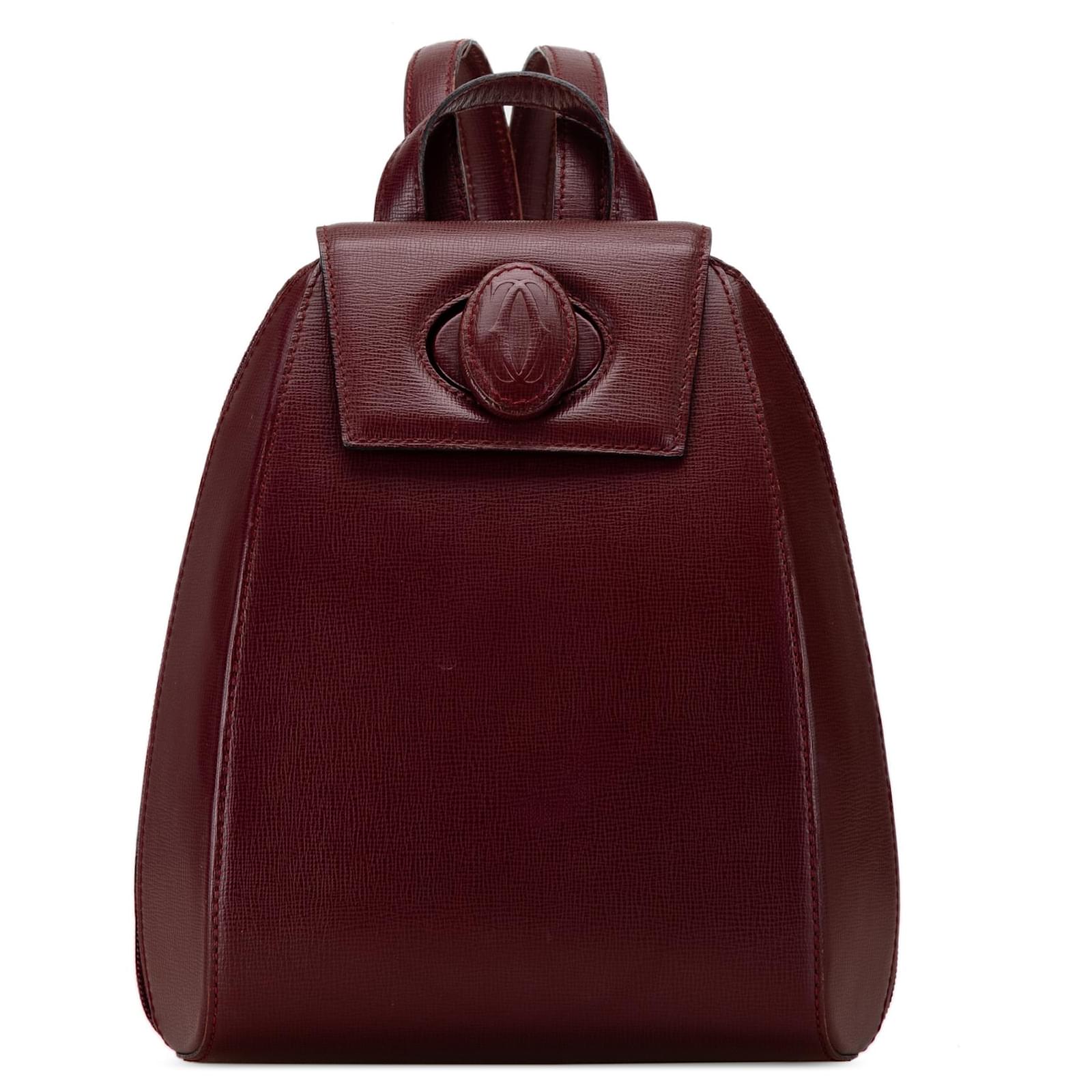 Cartier Red Must De Cartier Leather Backpack Dark red Pony-style ...