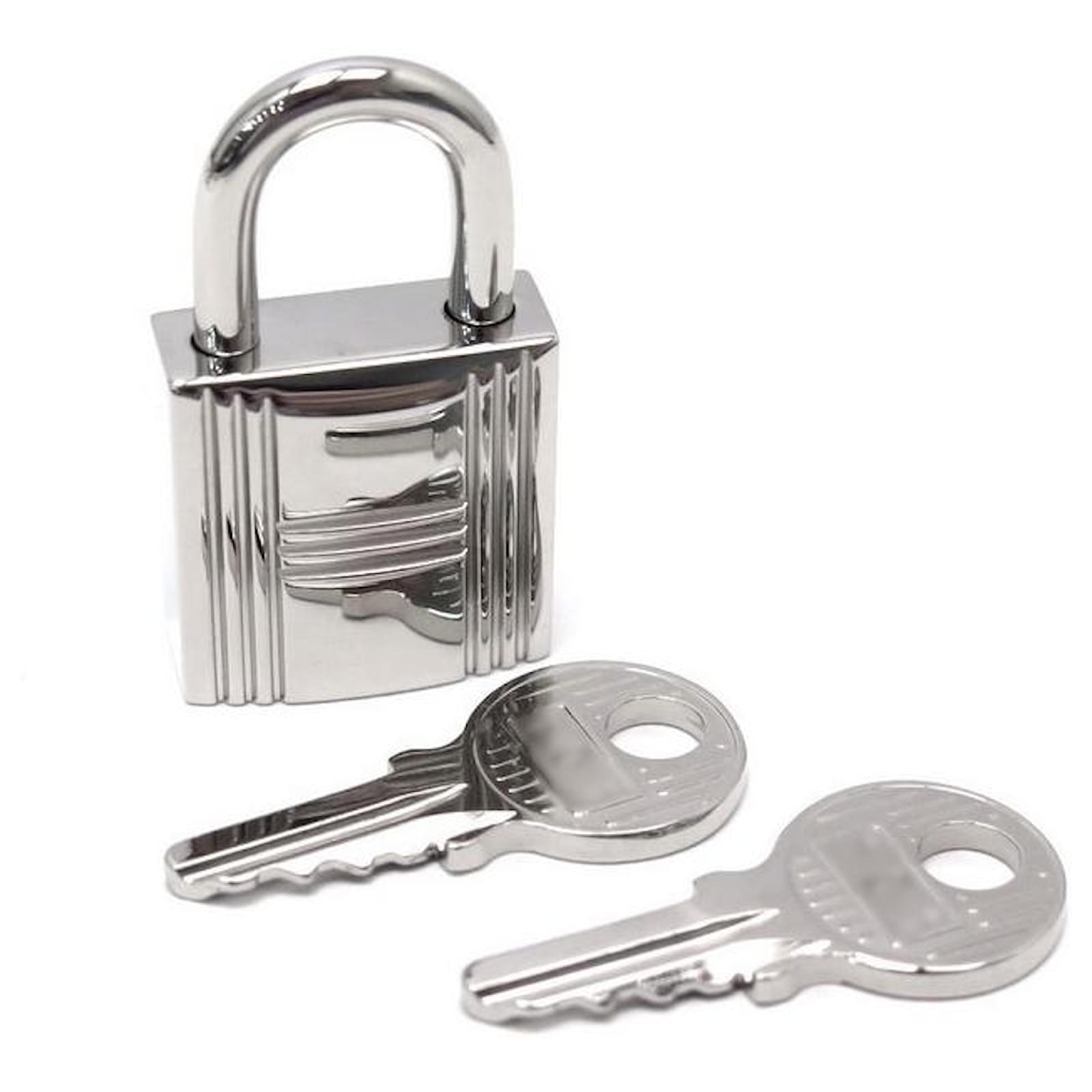 Hermès NINE HERMES PADLOCKS IN PALLADIUM STEEL 2 KEYS 163 FOR KELLY ...