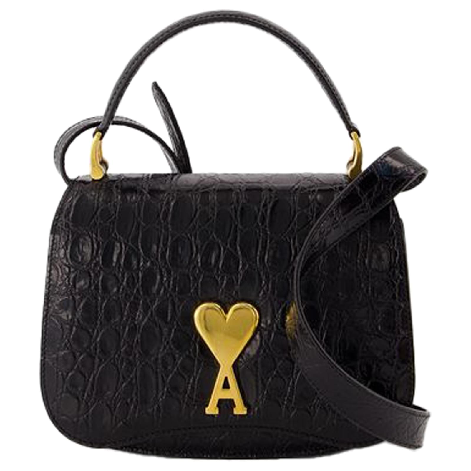 Paris Crossbody - AMI Paris - Leather - Black Pony-style calfskin ref ...