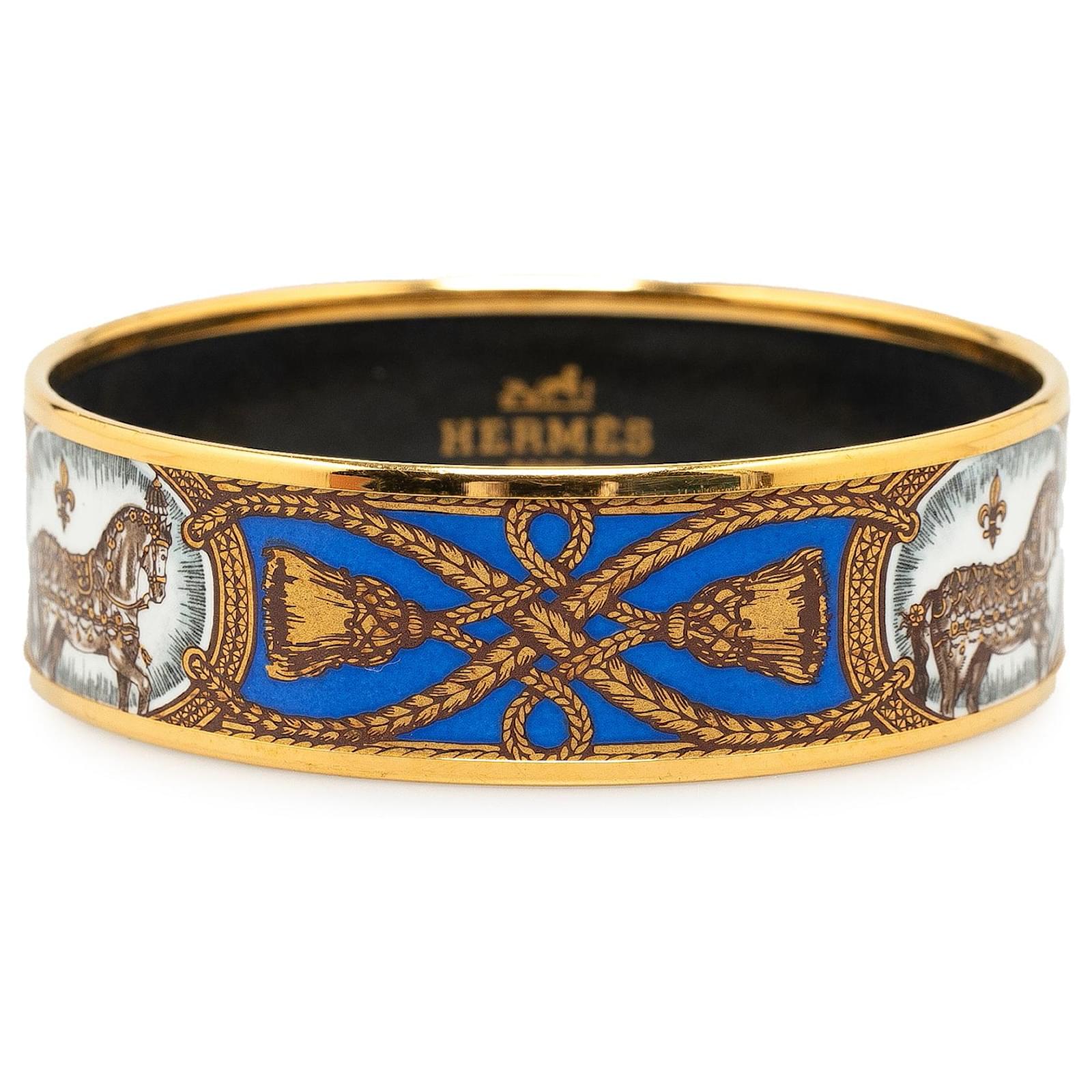 Bracelet en émail large Grand Apparat Hermès bleu 65 Métal ref.1562621 ...