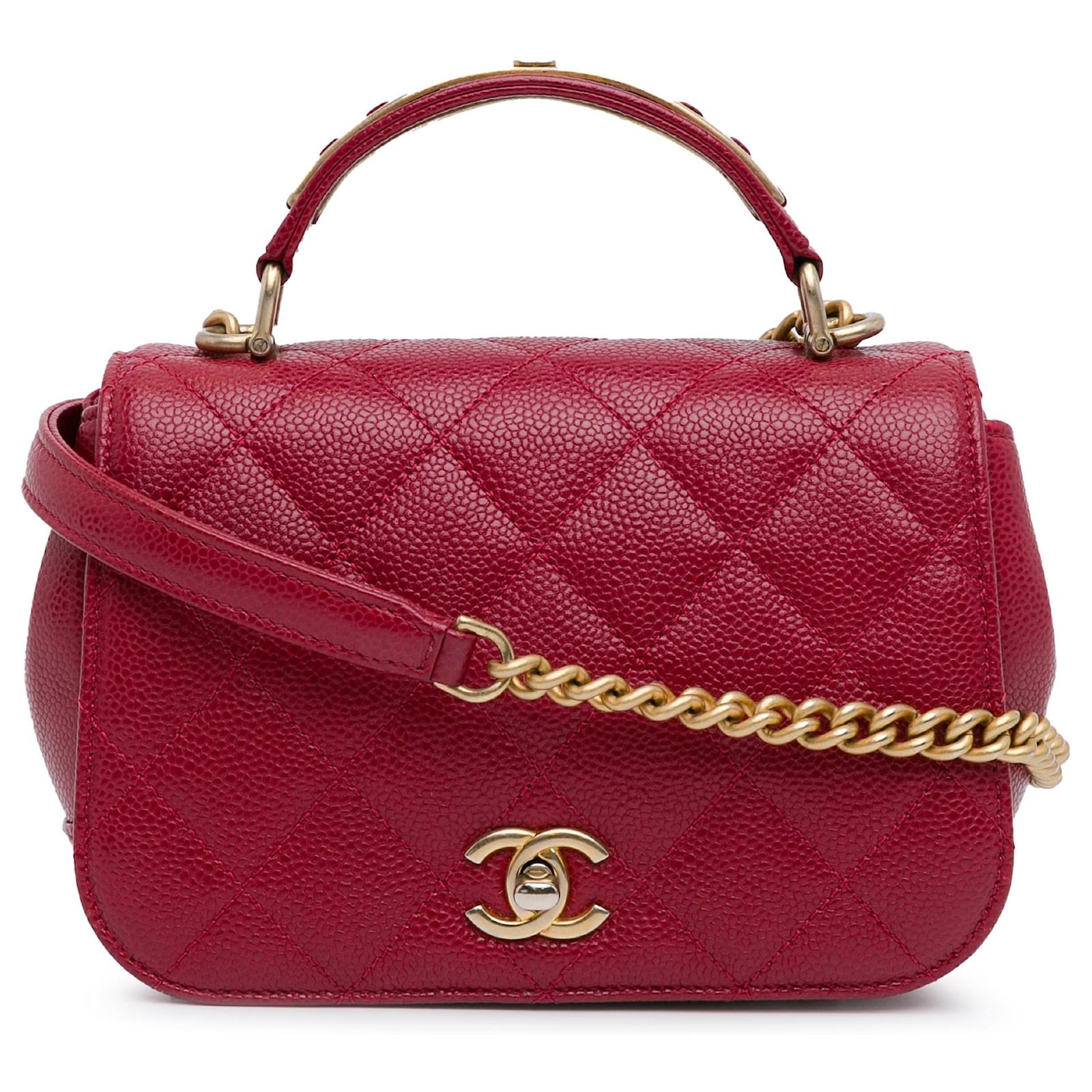 Chanel Red Mini Caviar Carry Around Flap Dark red Leather ref.1567749 ...