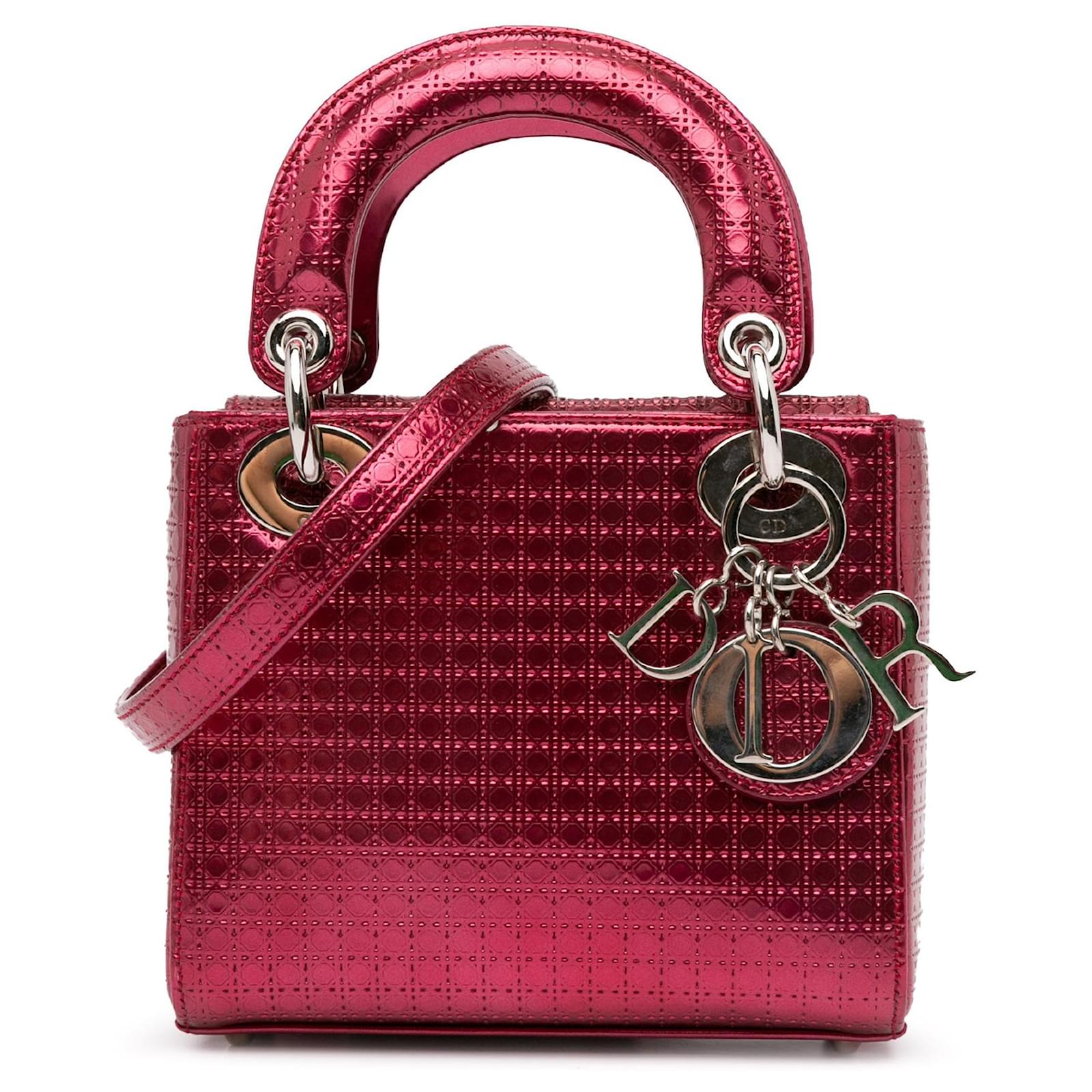 Pink Dior Mini Patent Microcannage Lady Dior Satchel Leather ref ...