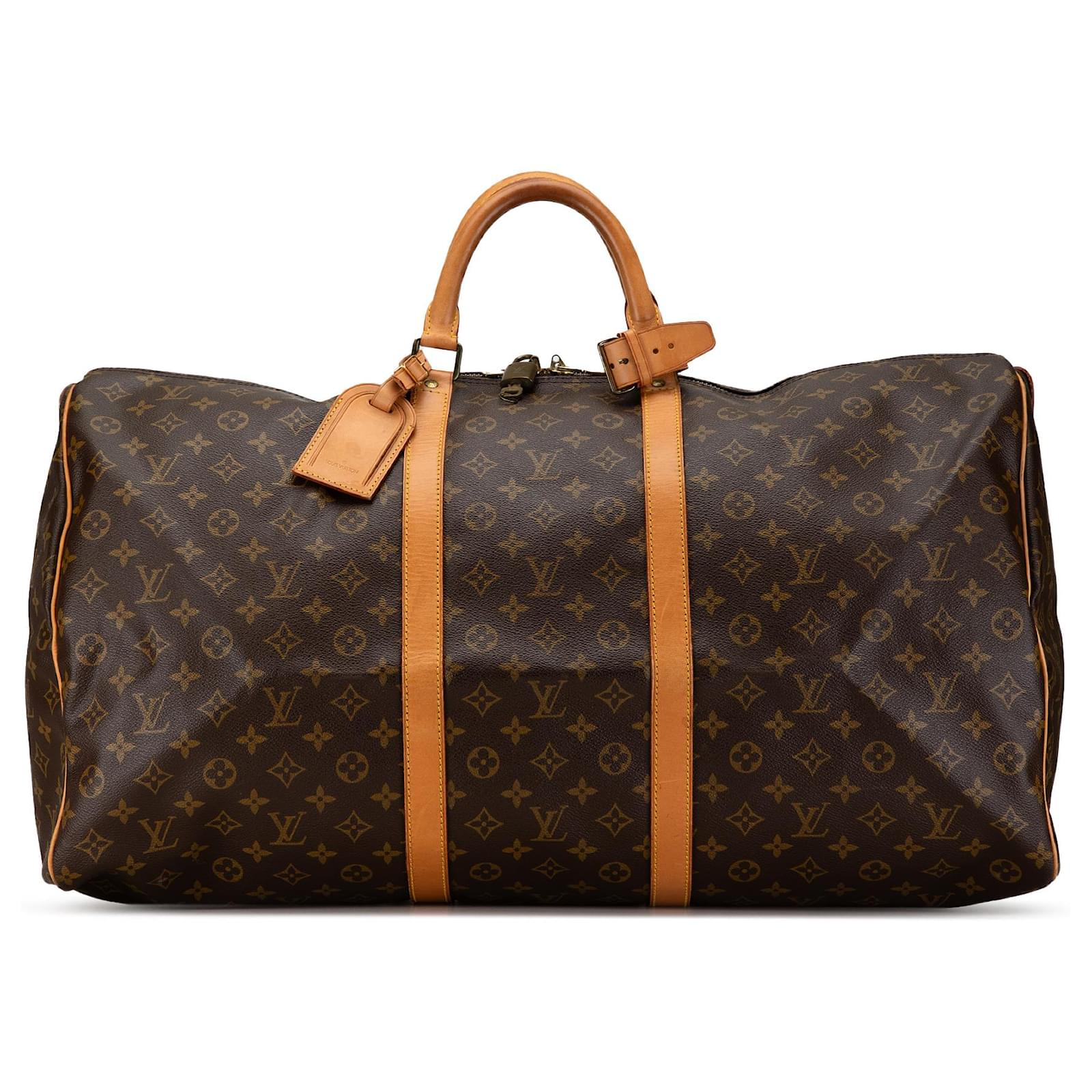 Louis Vuitton Brown Monogram Keepall 60 Leather Cloth ref.1569887 - Joli Closet