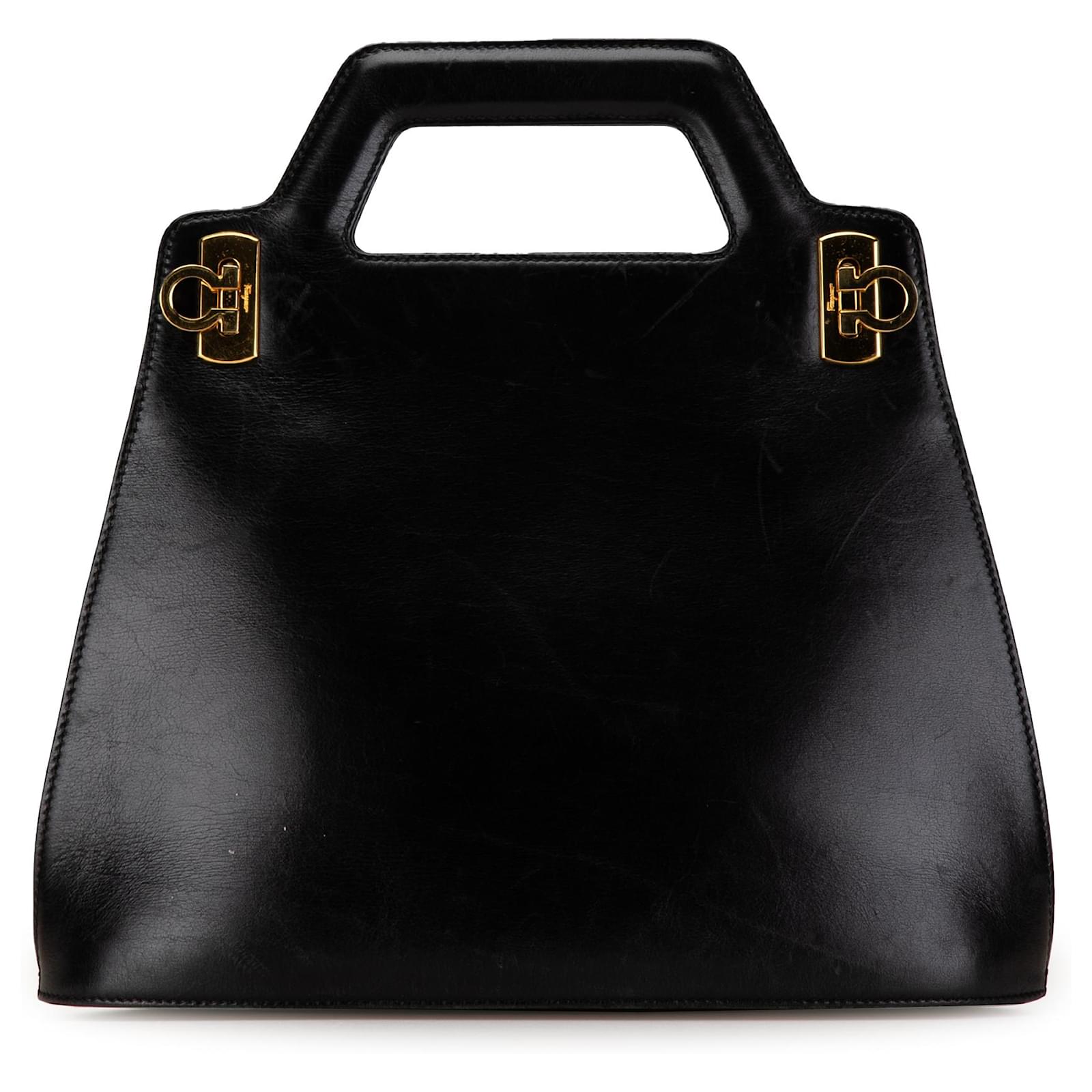 Salvatore Ferragamo Ferragamo Black Wanda Top Handle Bag Leather Pony ...