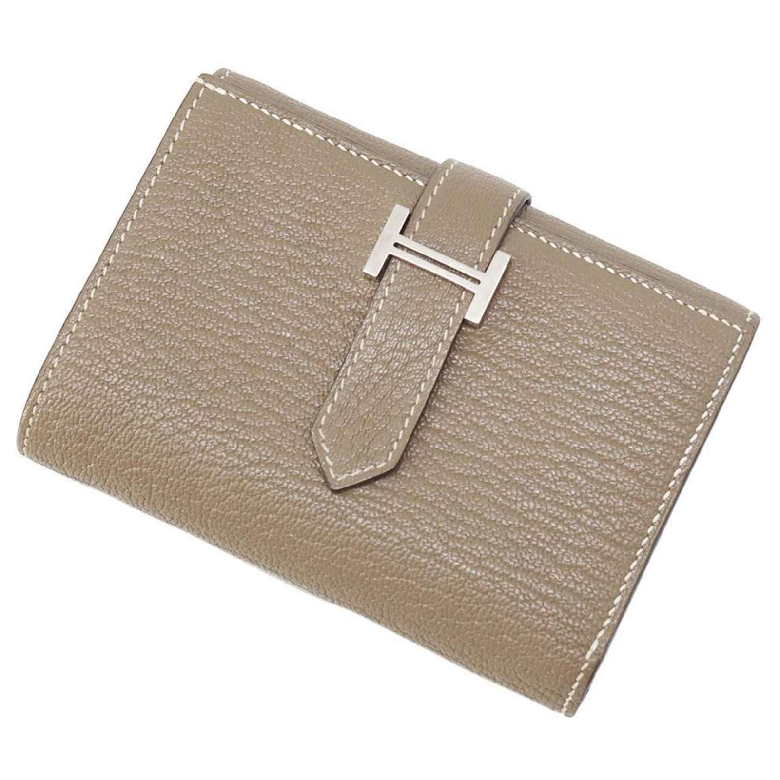 Hermès Hermes Tri-fold Wallet in Etoupe Gray Taupe Diamond ref.1574408 ...