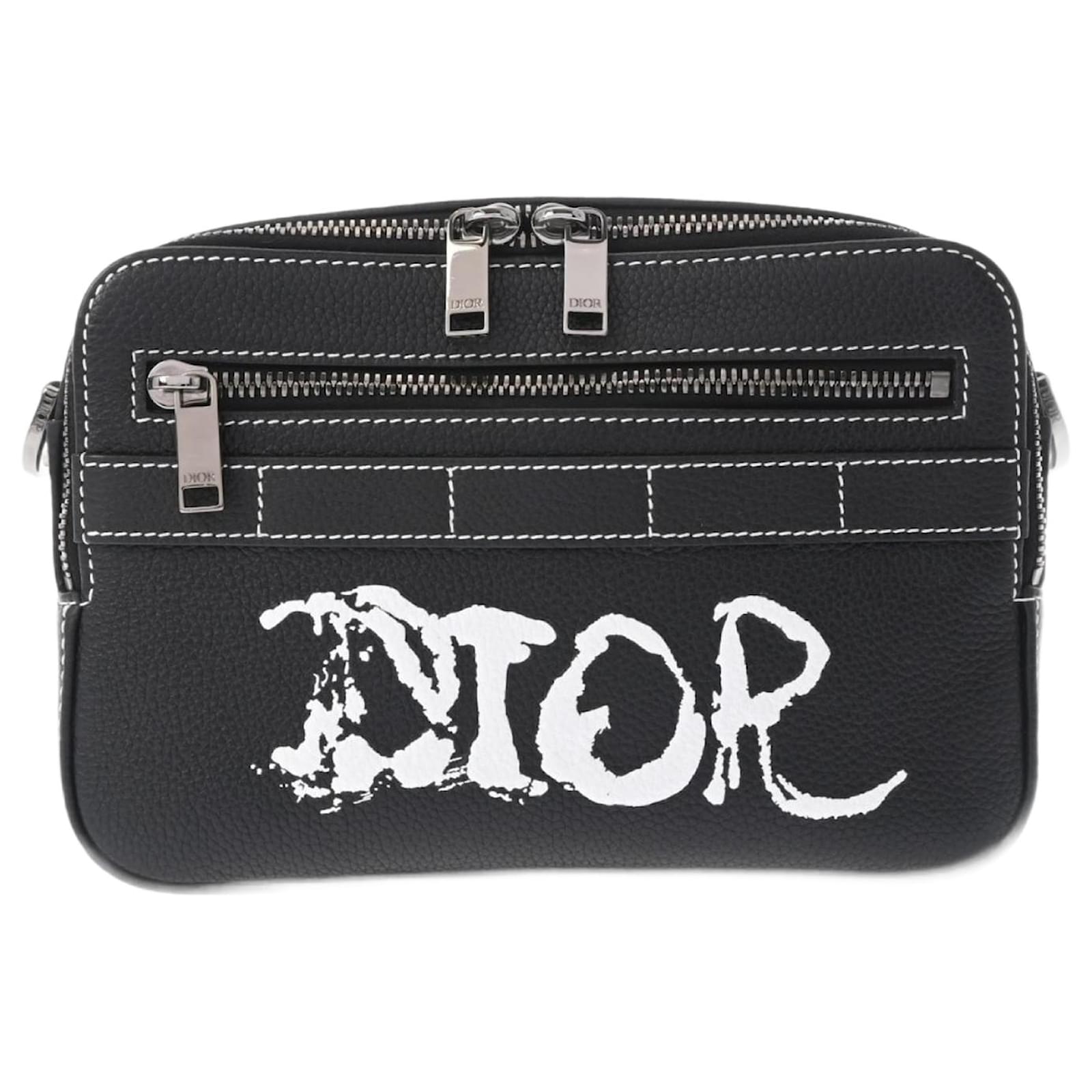 Christian Dior Safari Bag - Peter Doig Collaboration Black Leather ref ...