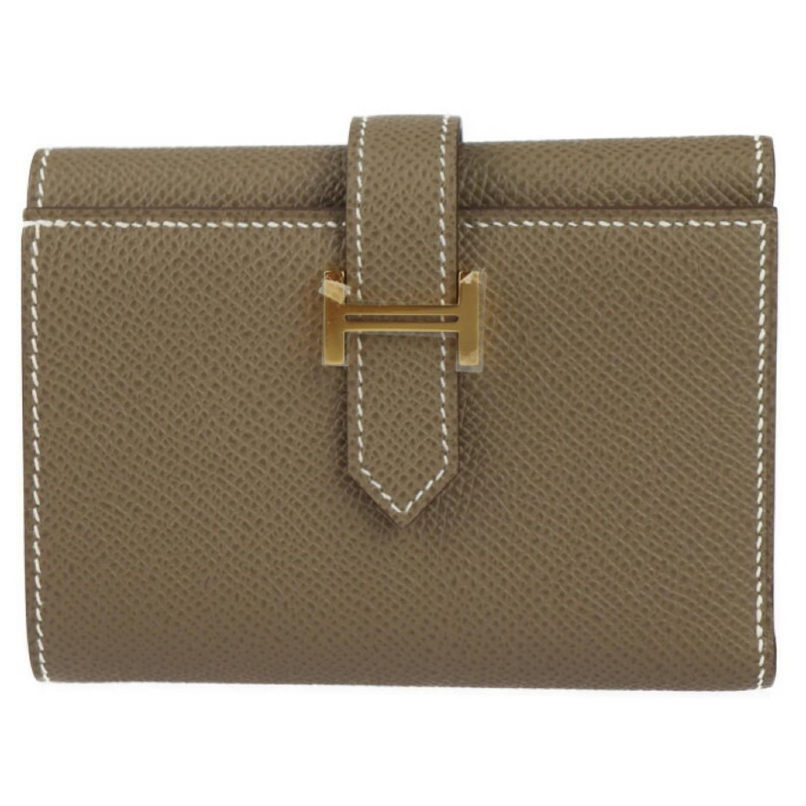 Hermès Hermes Bearn Combination Tri-fold Wallet Taupe Leather ref ...