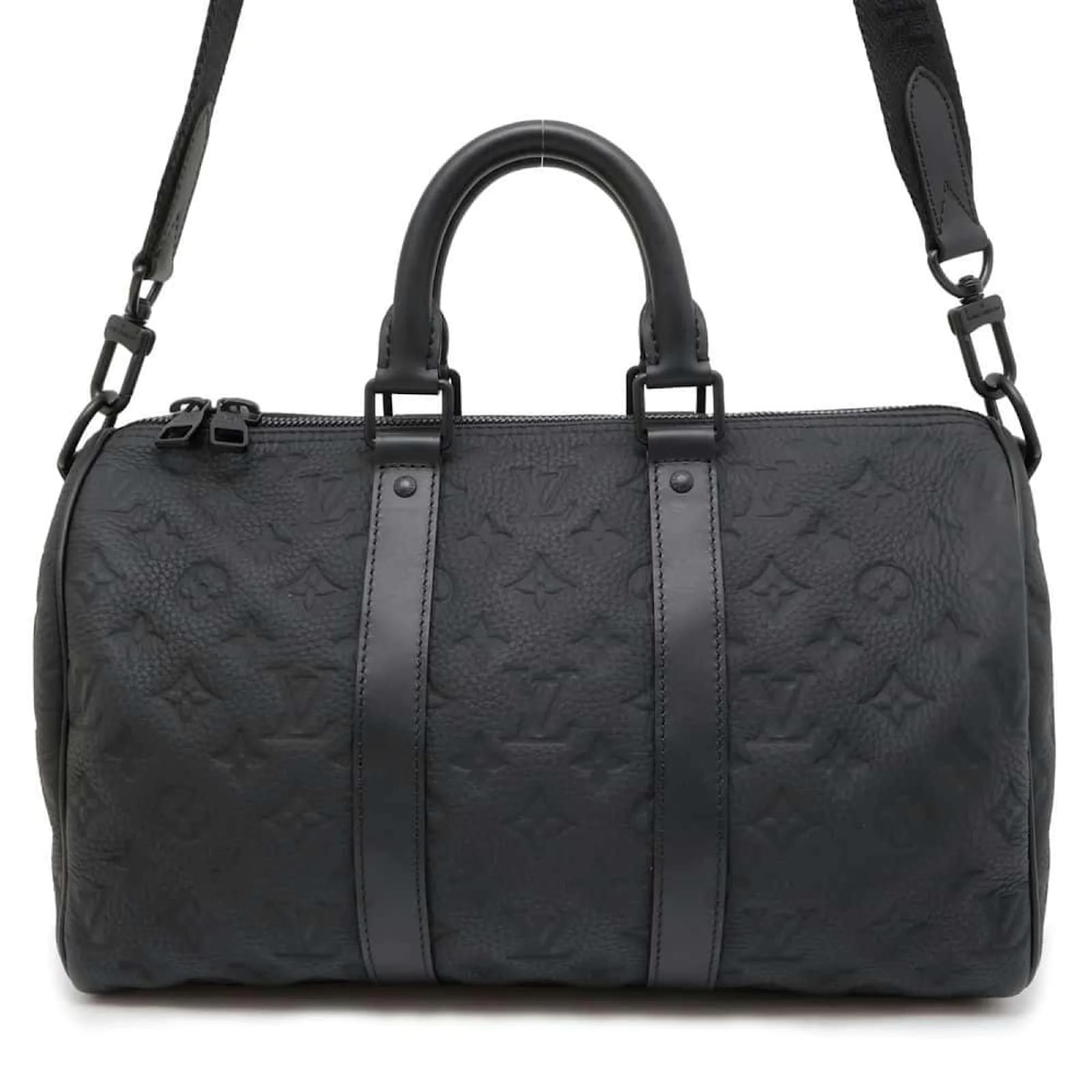 Louis Vuitton Monogram Taurillon Keepall Bandouliere 35 Black Patent ...