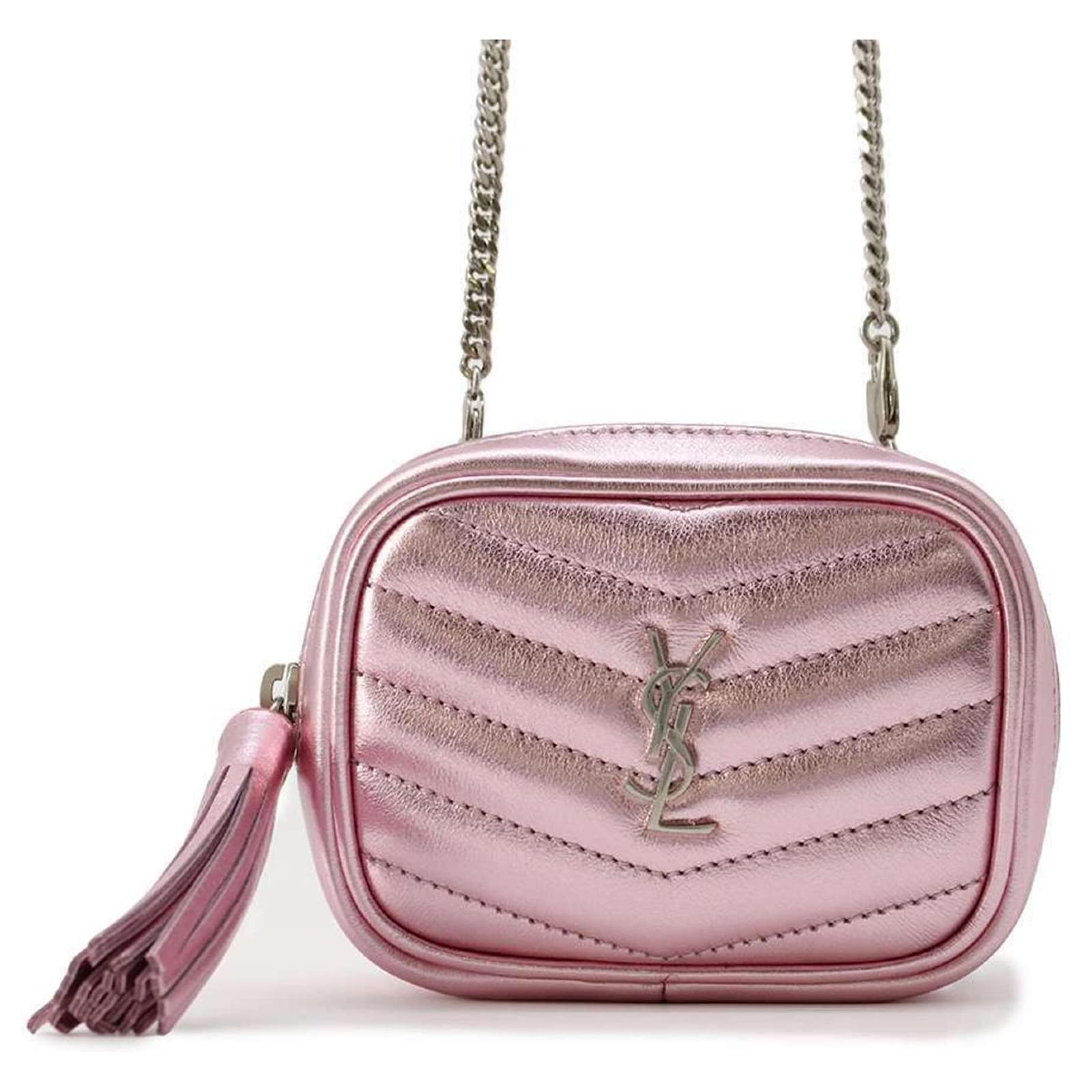 Saint Laurent Baby Lou Leather Shoulder Bag Silvery ref.1576982 - Joli ...