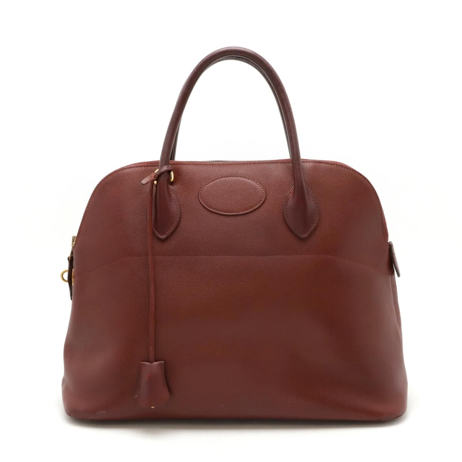 Hermès HERMES Bolide 37 Handbag in Bordeaux Leather Dark red ref ...