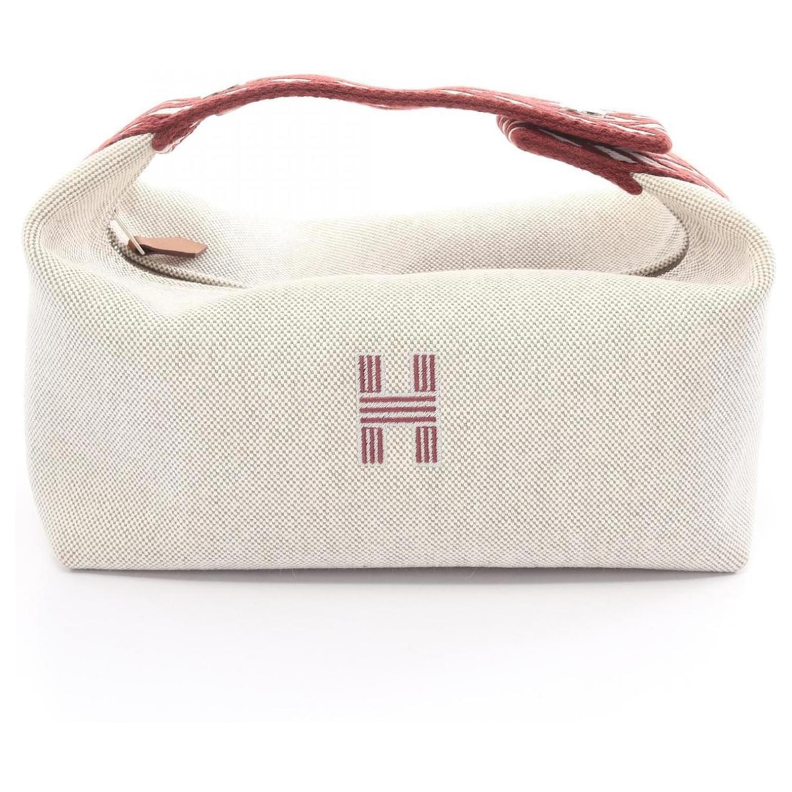 Hermès Hermes HERMES Bride A Black PM Handbag Beige Dark red Cloth ref ...