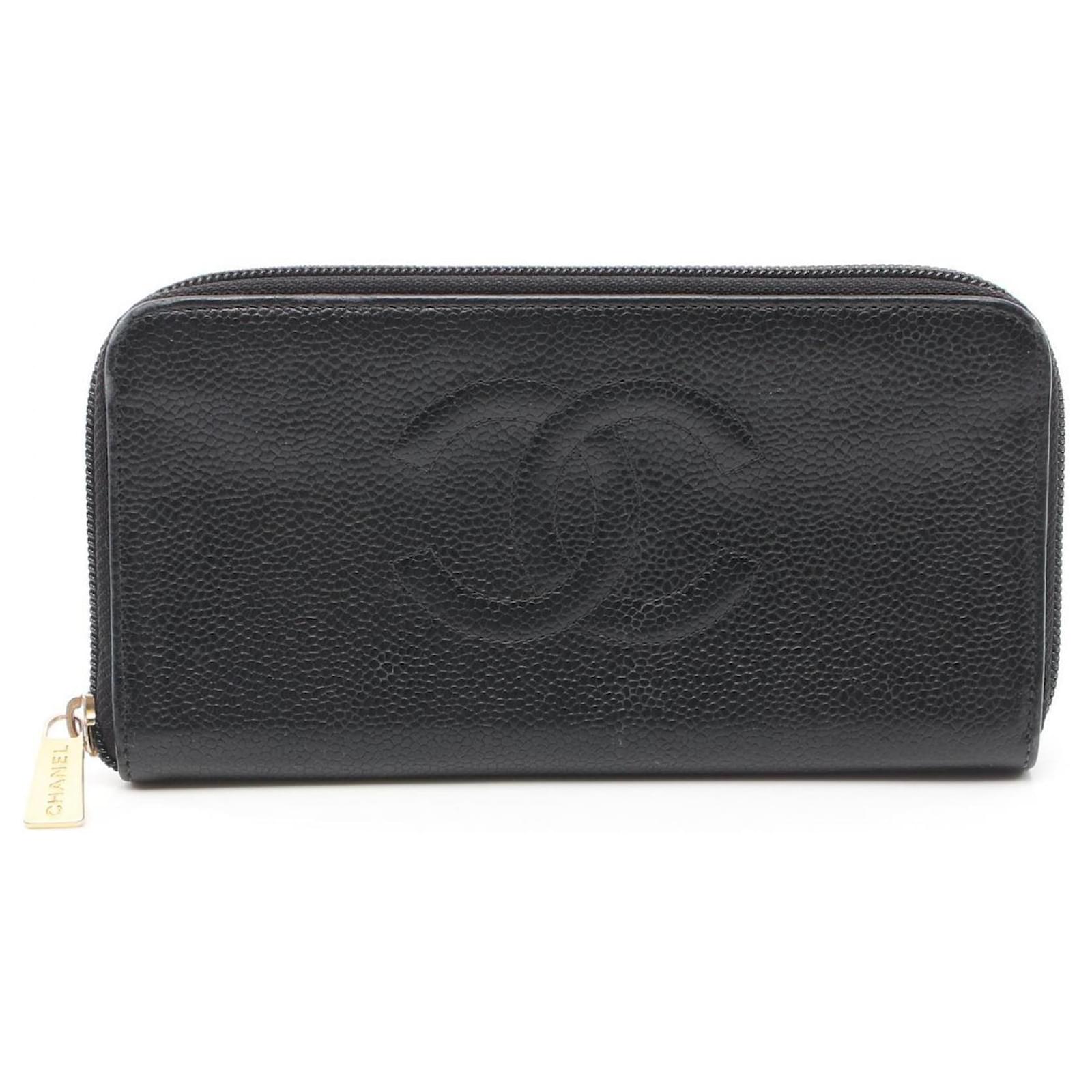Chanel Coco Mark Round Long Wallet in Black Caviar Leather ref.1581691 ...