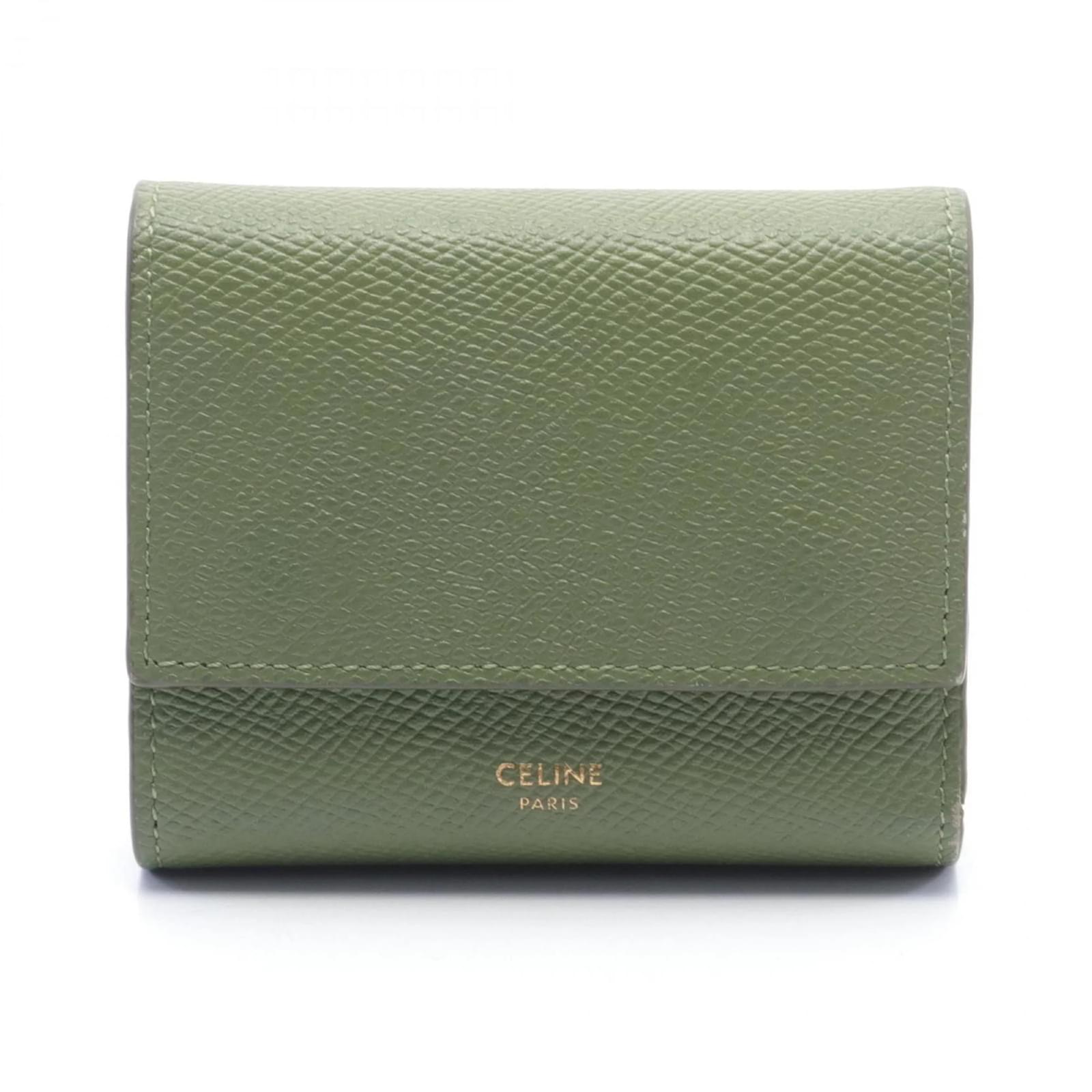 Céline Celine Small Trifold Wallet in Khaki Leather ref.1582411 - Joli ...