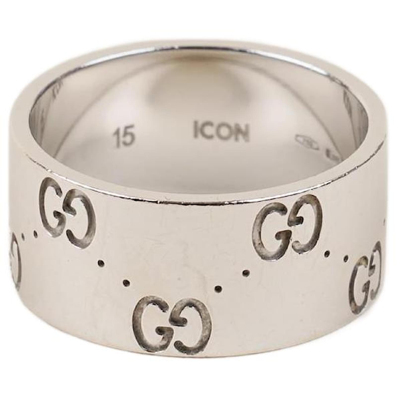 Gucci 18k Icon Ring Silvery Yellow gold ref.1582770 - Joli Closet